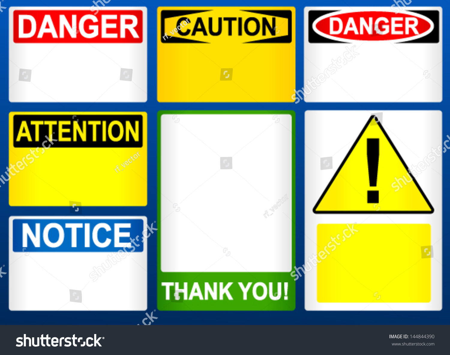Different Blank Attentiondangercaution Other Signs Notices Stock Vector ...