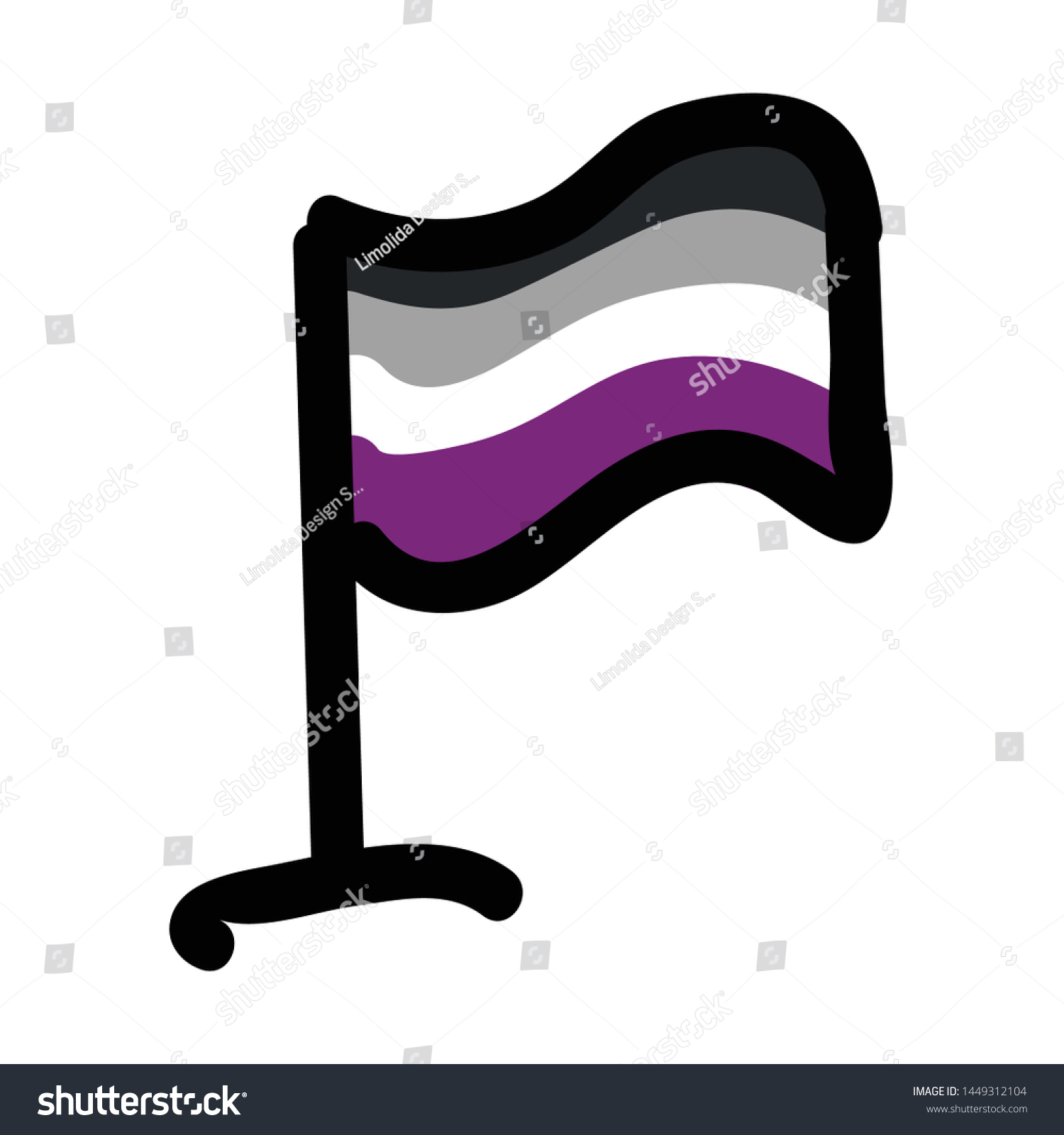 Cute Asexual Flag Cartoon Vector Illustration Stock Vector Royalty Free 1449312104 Shutterstock