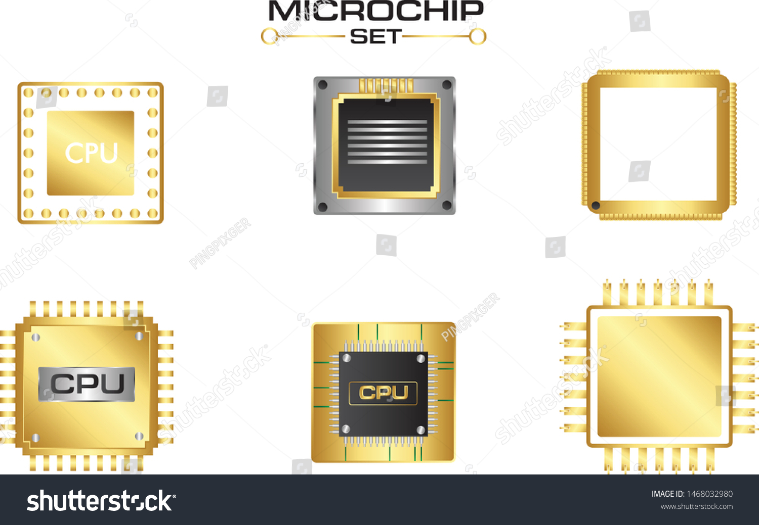 Microchip Icon Central Processing Unit Computer Stock Vector Royalty Free 1468032980