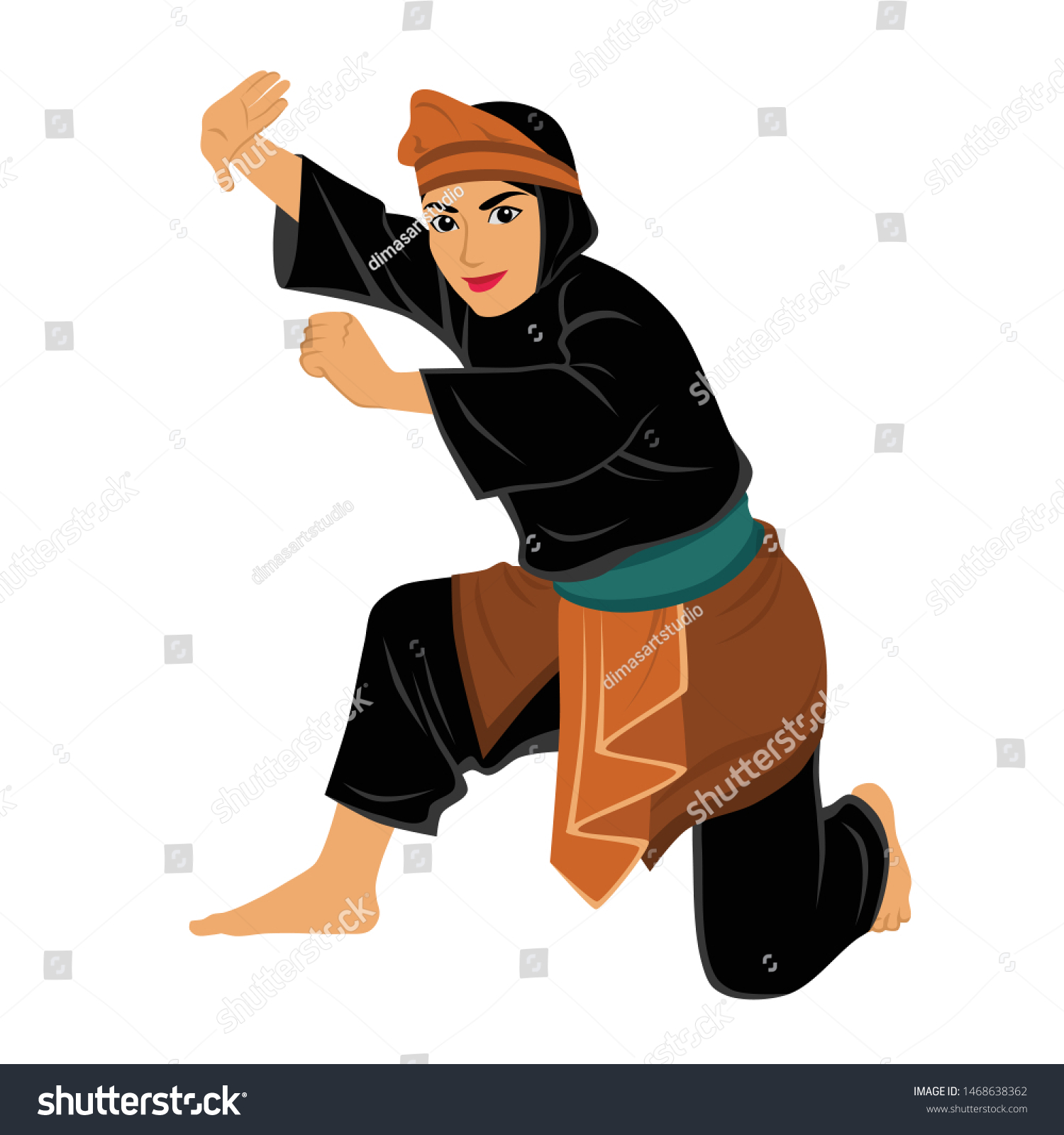 Vector Silat Martial Arts Indonesia Pose 库存矢量图(免版税)1468638362