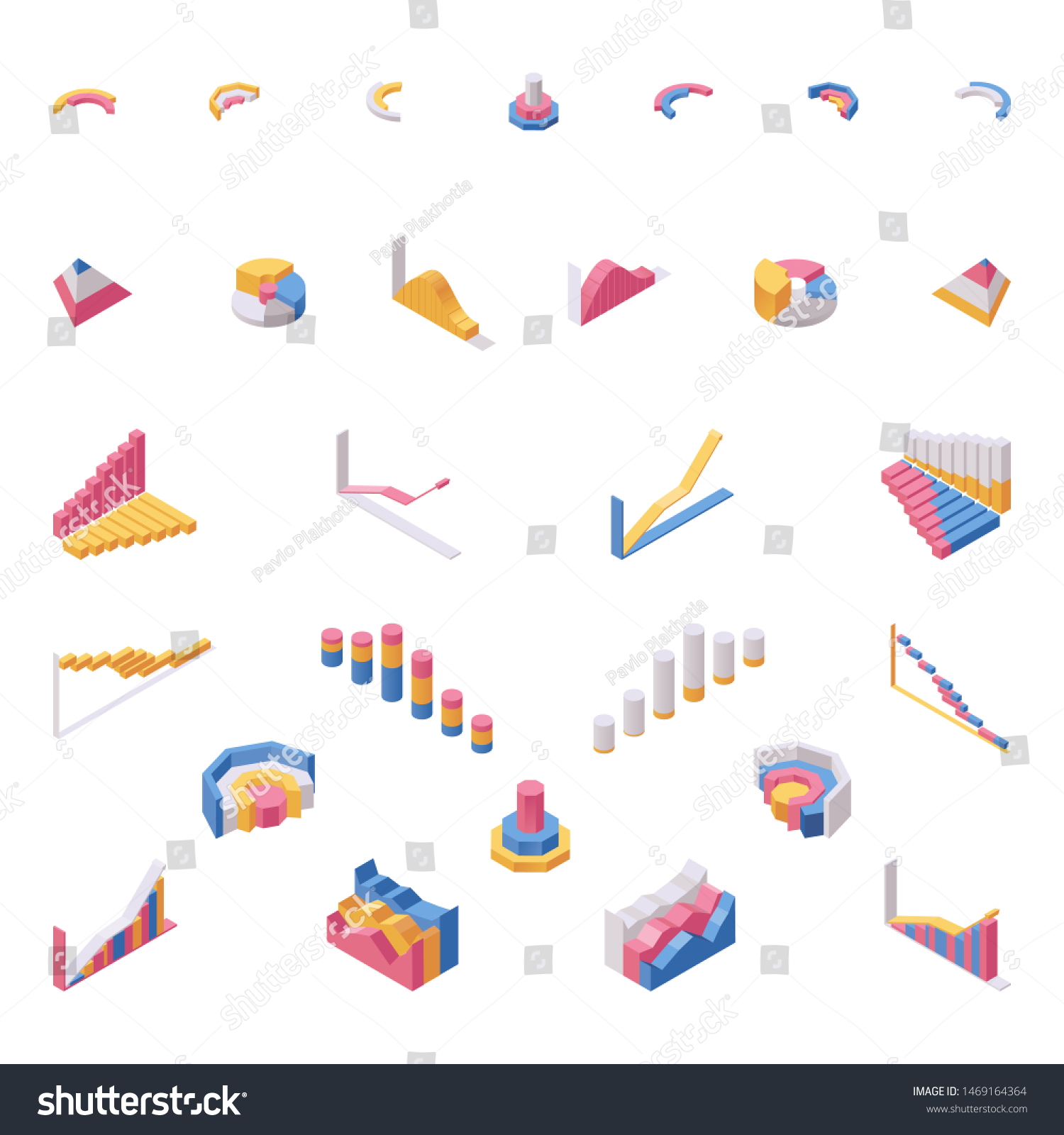 Chart Elements Isometric Vector Illustrations Set Stock Vector (Royalty ...