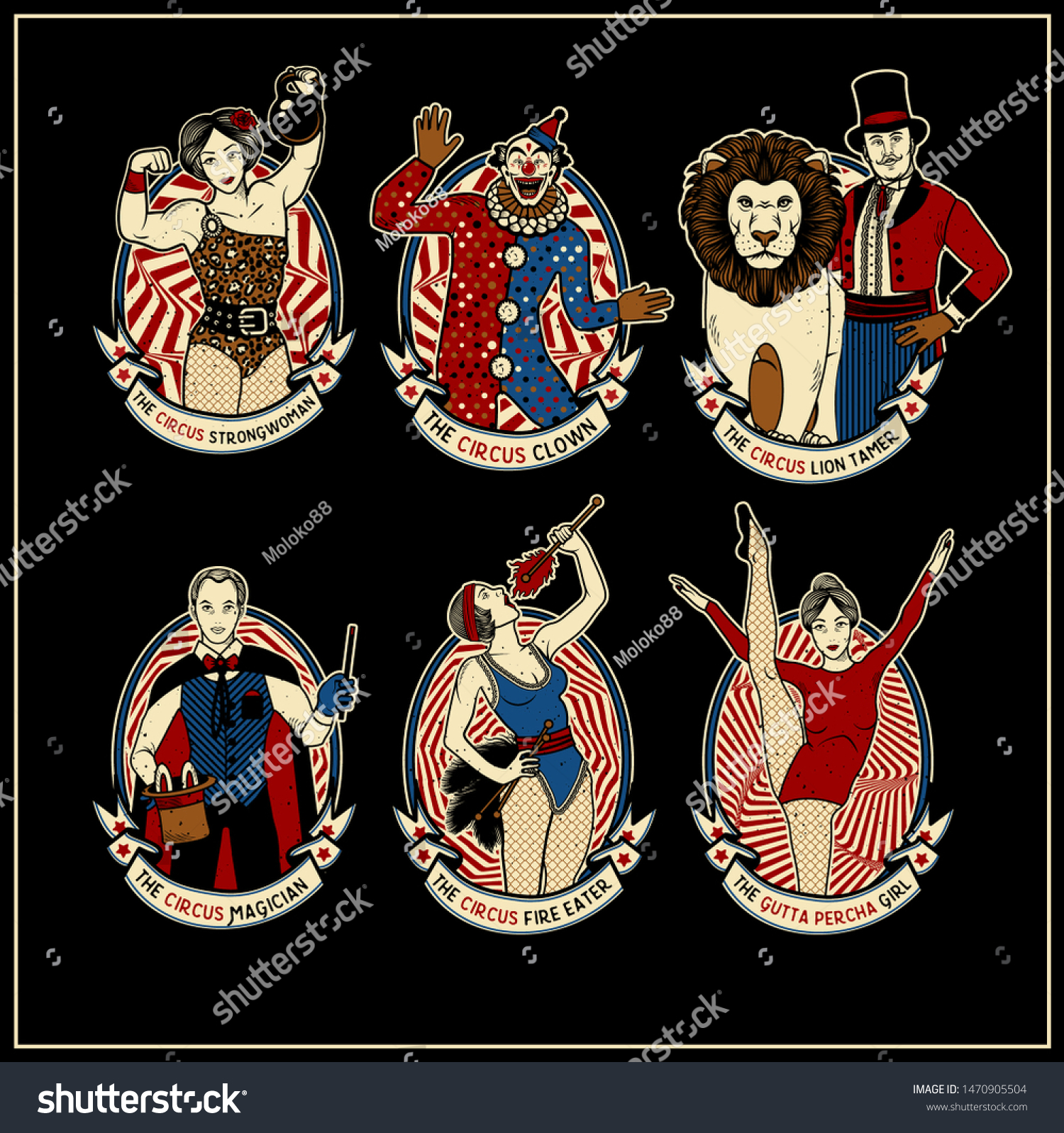 Lion Tamer Clown Circus Strong Woman Stock Vector Royalty Free