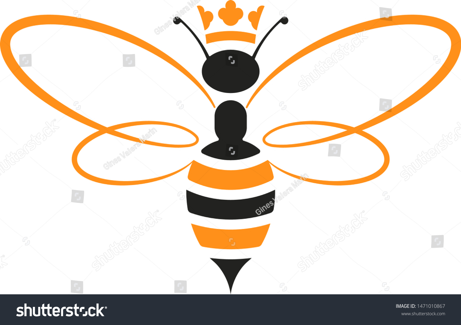 Vector Illustration Queen Bee Icon Crown Stock Vector Royalty Free