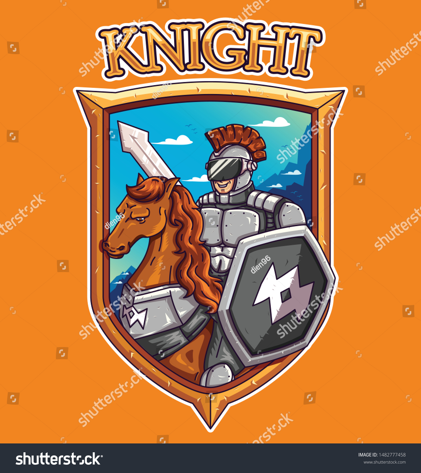 Knight Illustration Vector Print Mascot Stock Vector (Royalty Free ...
