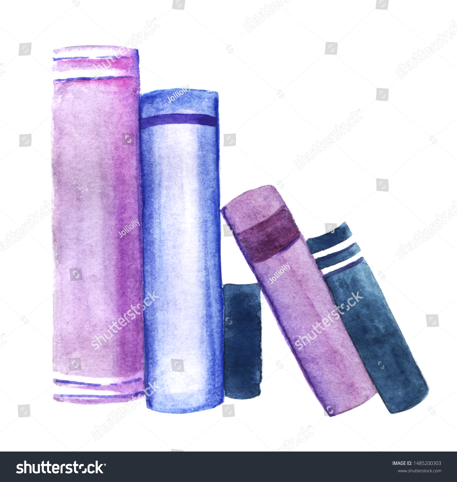Row Books Spines Isolated On White Stock Illustration 1485200303 ... Row Books Spines Isolated On White Stock Illustration 1485200303 ...