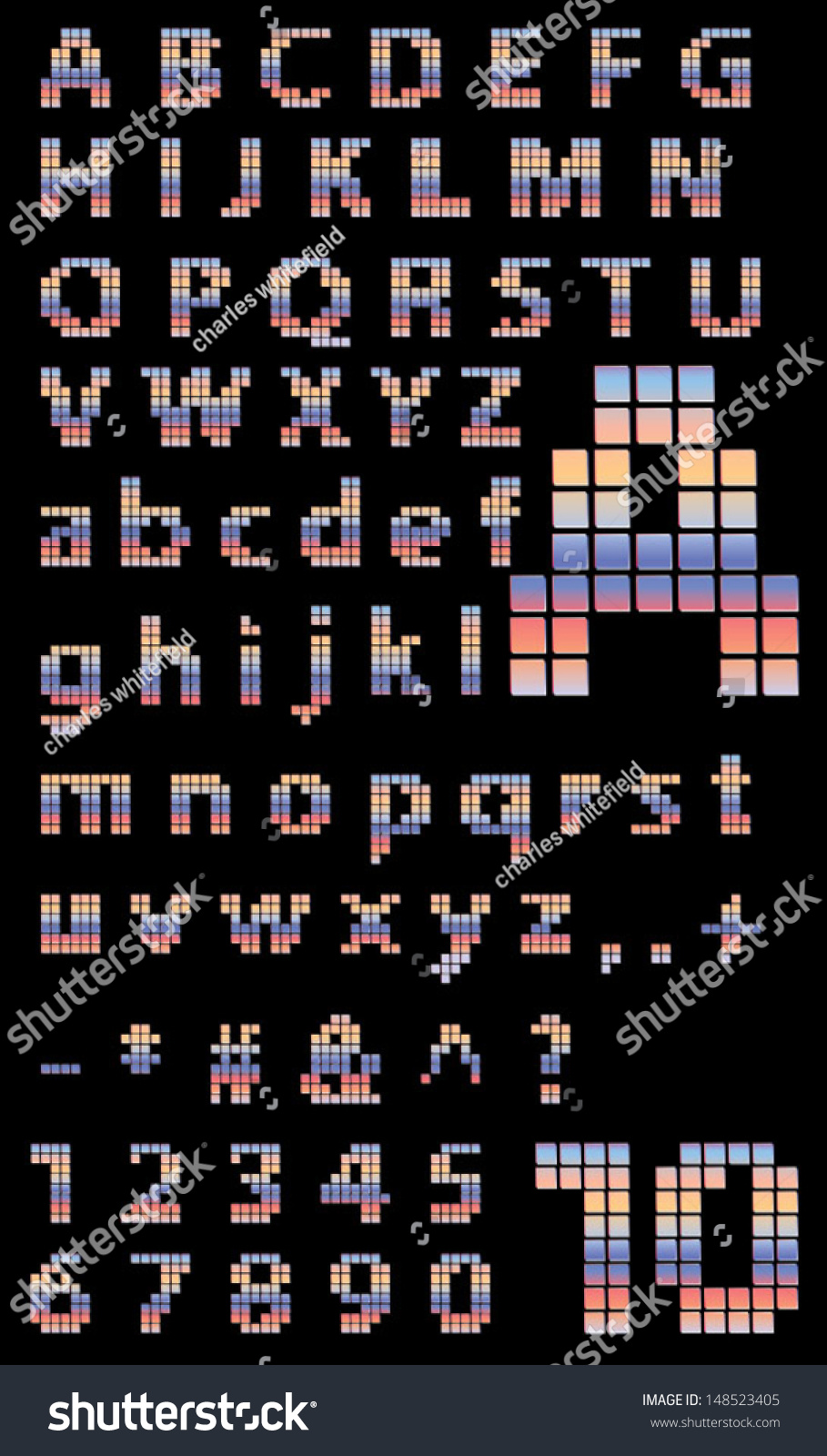 Vektor Stok Pixel Font Colorful Squares8bit Pixel Alphabet (Tanpa ...