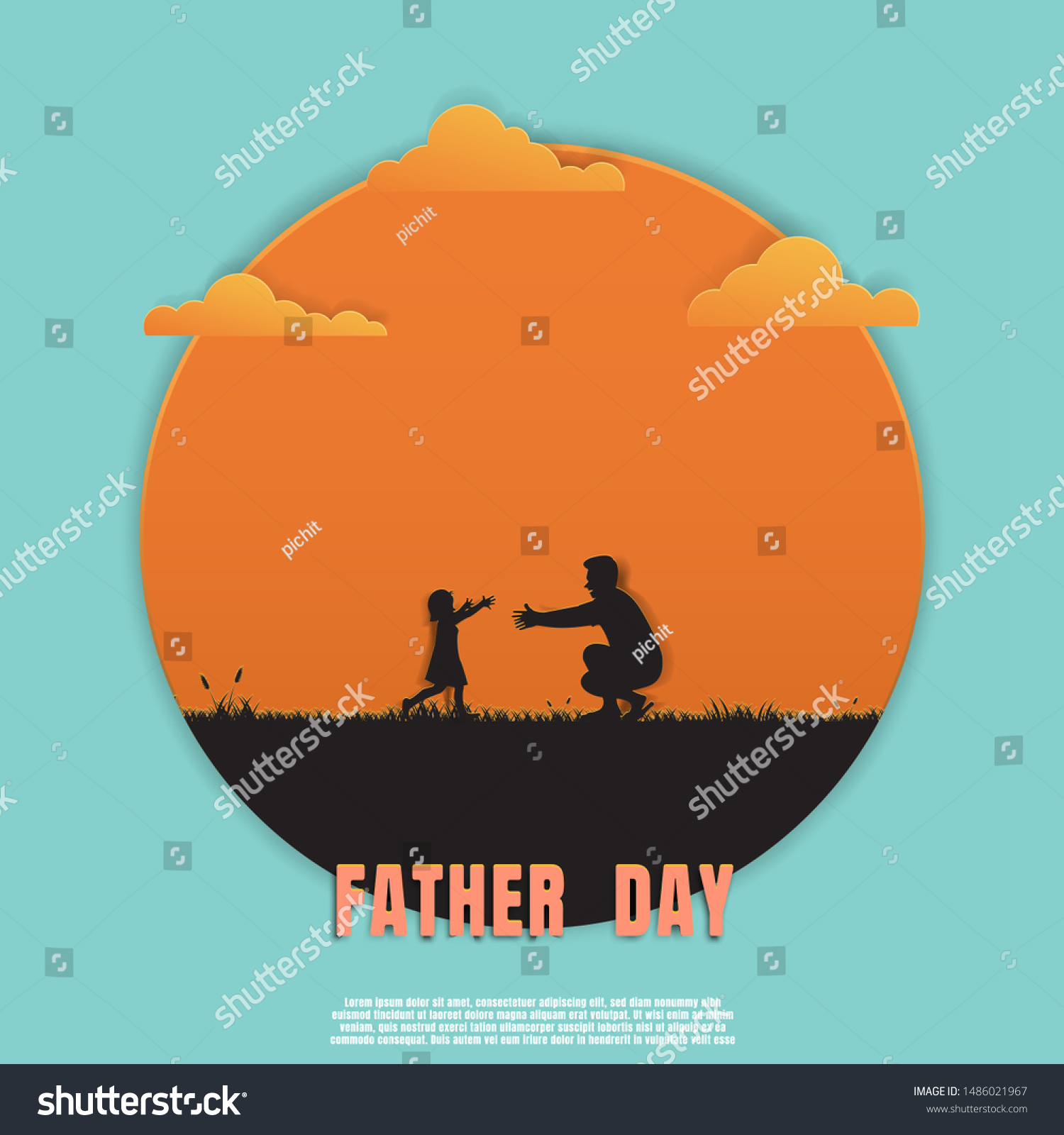 Silhouette Father Daughter Playing Meadow On: vector de stock (libre de ... Silhouette Father Daughter Playing Meadow On: vector de stock (libre de ...