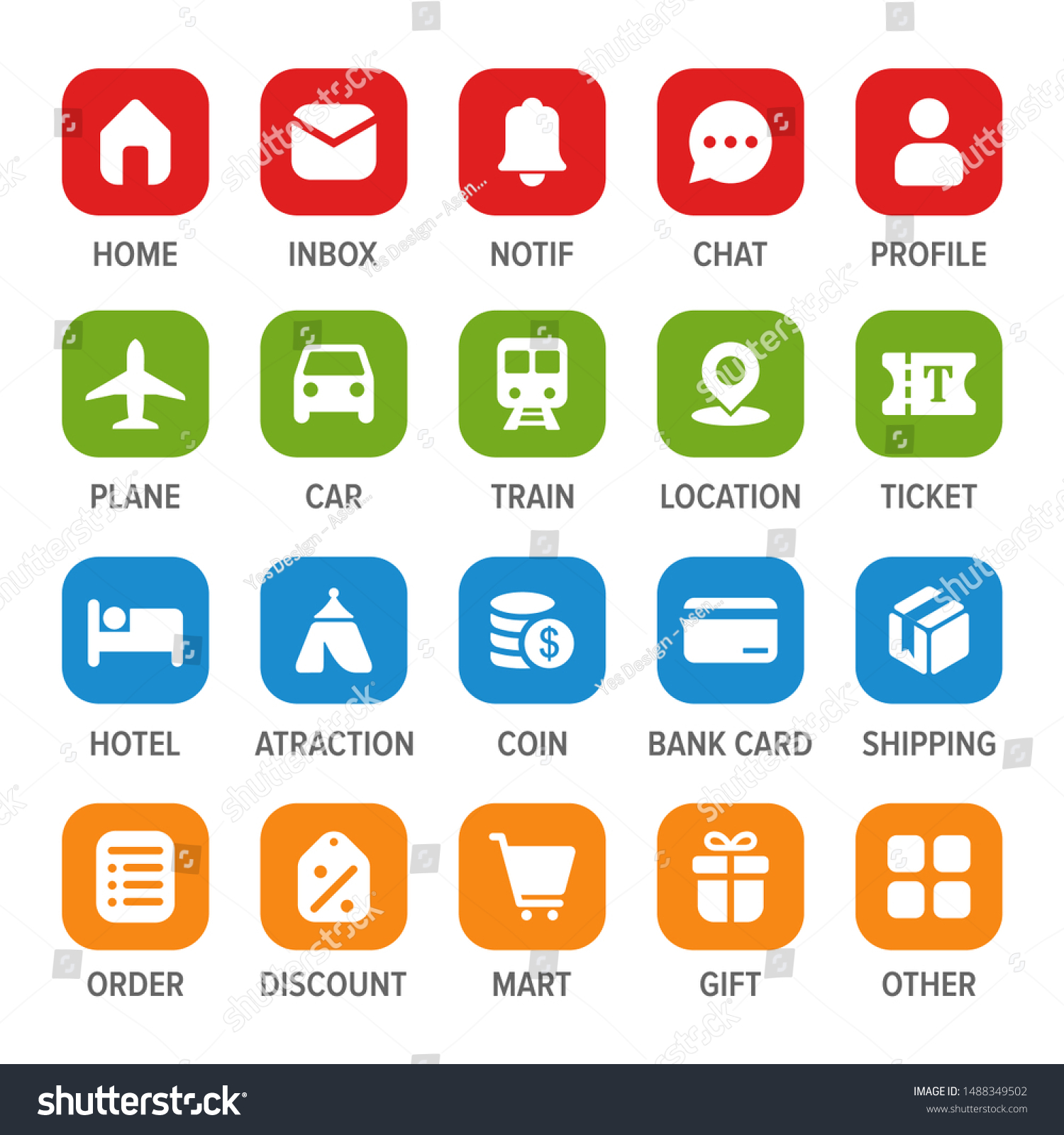 Mobile Web App Icon Set Vector Stock Vector (Royalty Free) 1488349502 ...