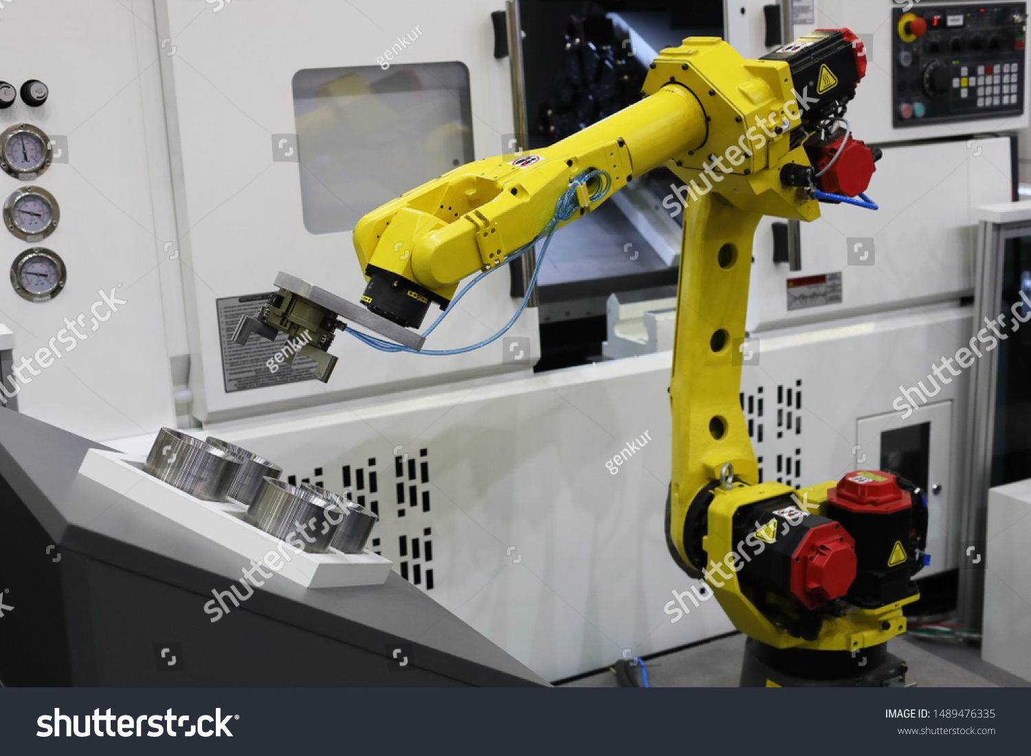Automated Cnc Machine Loading Robotic Arm Stock Photo 1489476335 ... Automated Cnc Machine Loading Robotic Arm Stock Photo 1489476335 ...