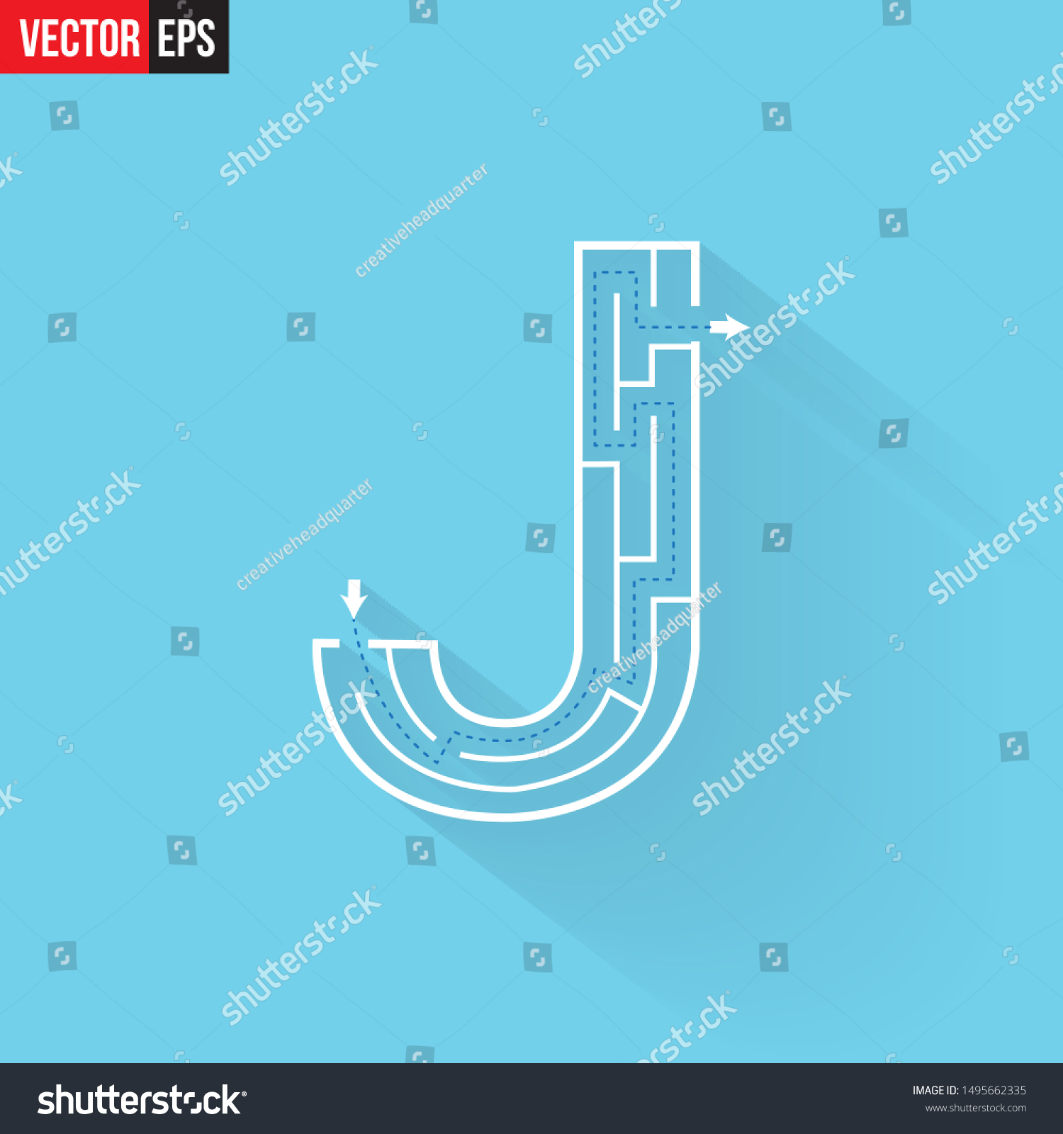 Letter J Shape Maze Labyrinth Maze Stock Vector (Royalty Free ...