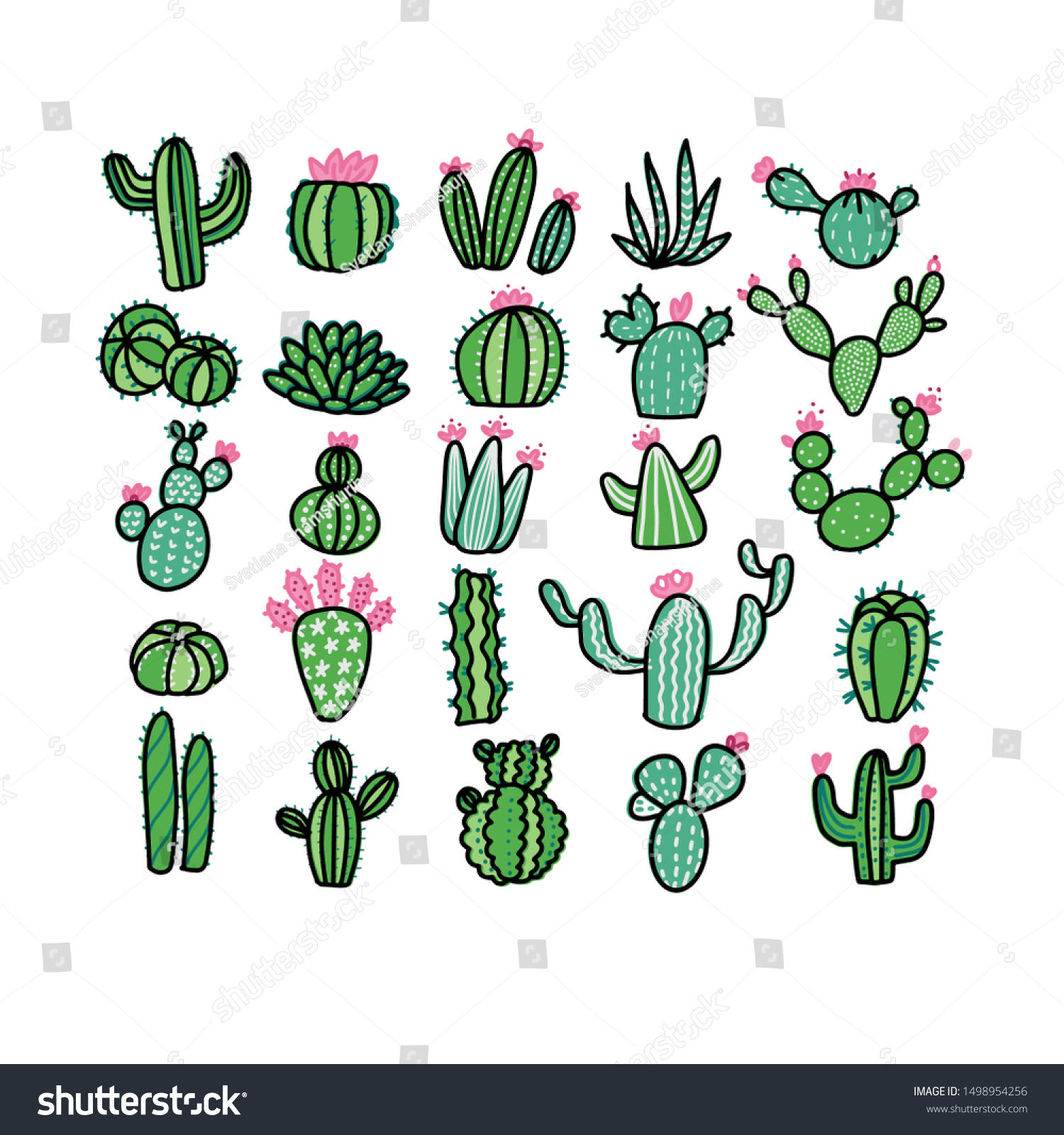 Plantas De Cactus Dibujo De Dibujo Vector De Stock Libre De Regalías