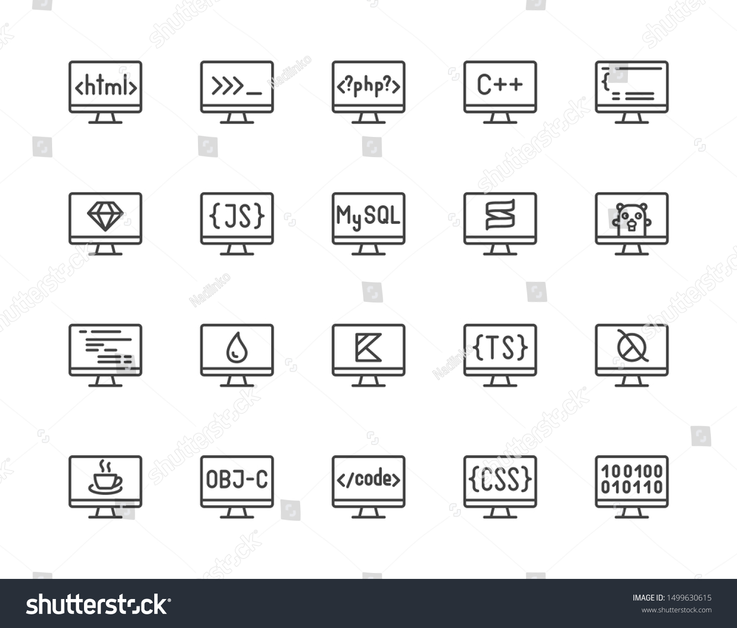 Programming Languages Flat Line Icons Set Stock Vector (Royalty Free ... Programming Languages Flat Line Icons Set Stock Vector (Royalty Free ...
