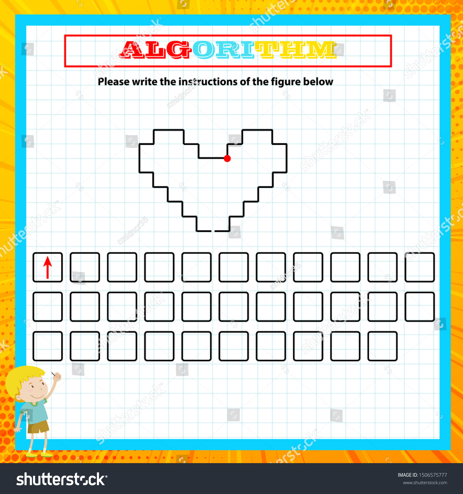 Coding Algorithmplace Shapes Coordinatesfind Match Numbers Stock Vector 1517