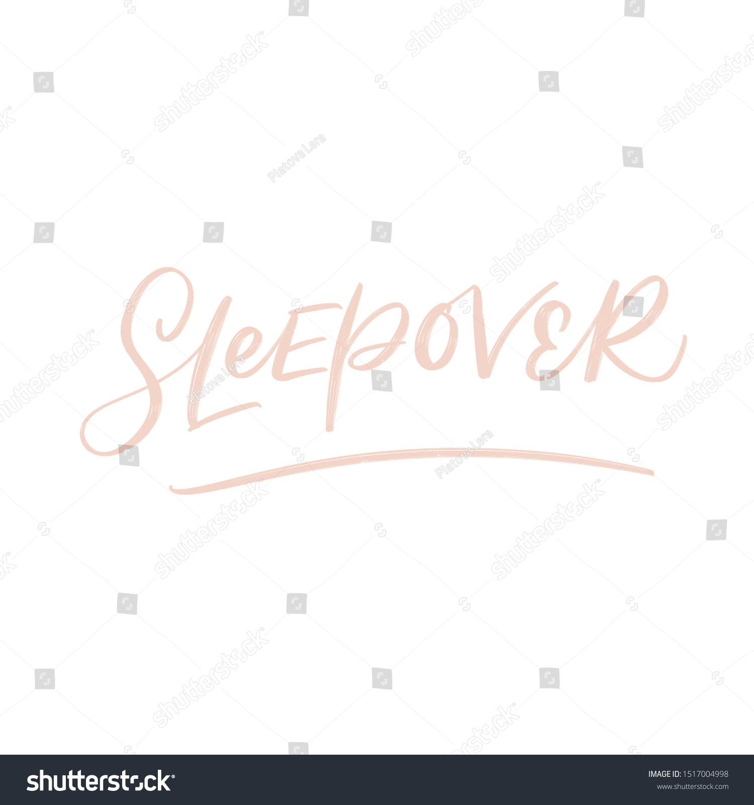 Sleepover Vector Hand Lettering Typography Slumber Stock Vector