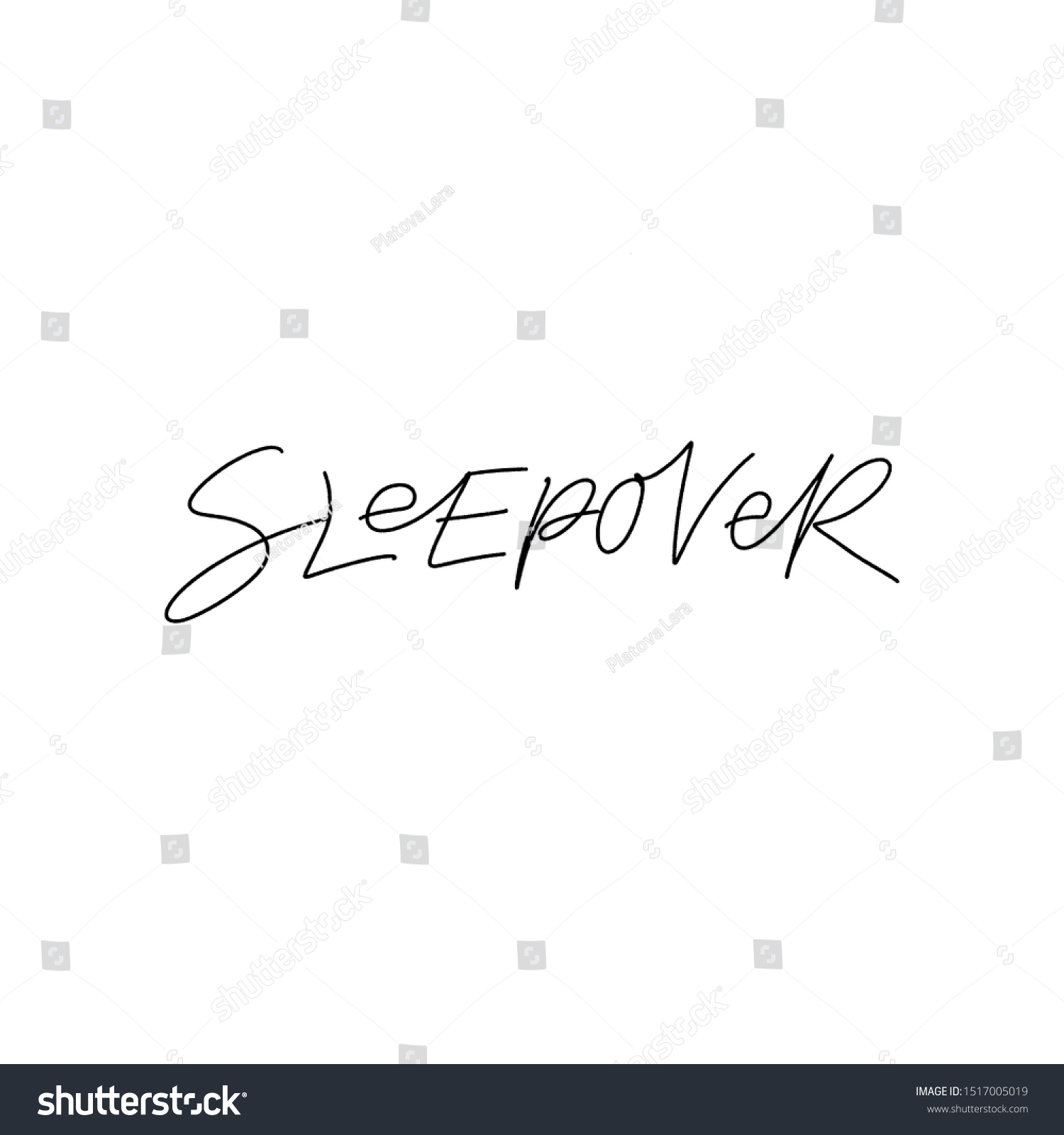 Sleepover Vector Hand Lettering Typography Slumber 스톡 벡터 로열티 프리