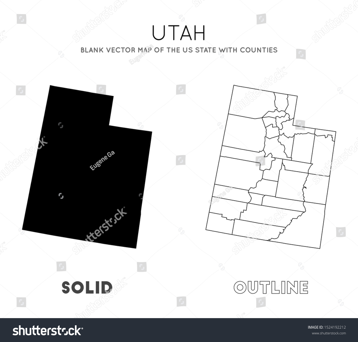 Utah Map Blank Vector Map Us: vector de stock (libre de regalías ...