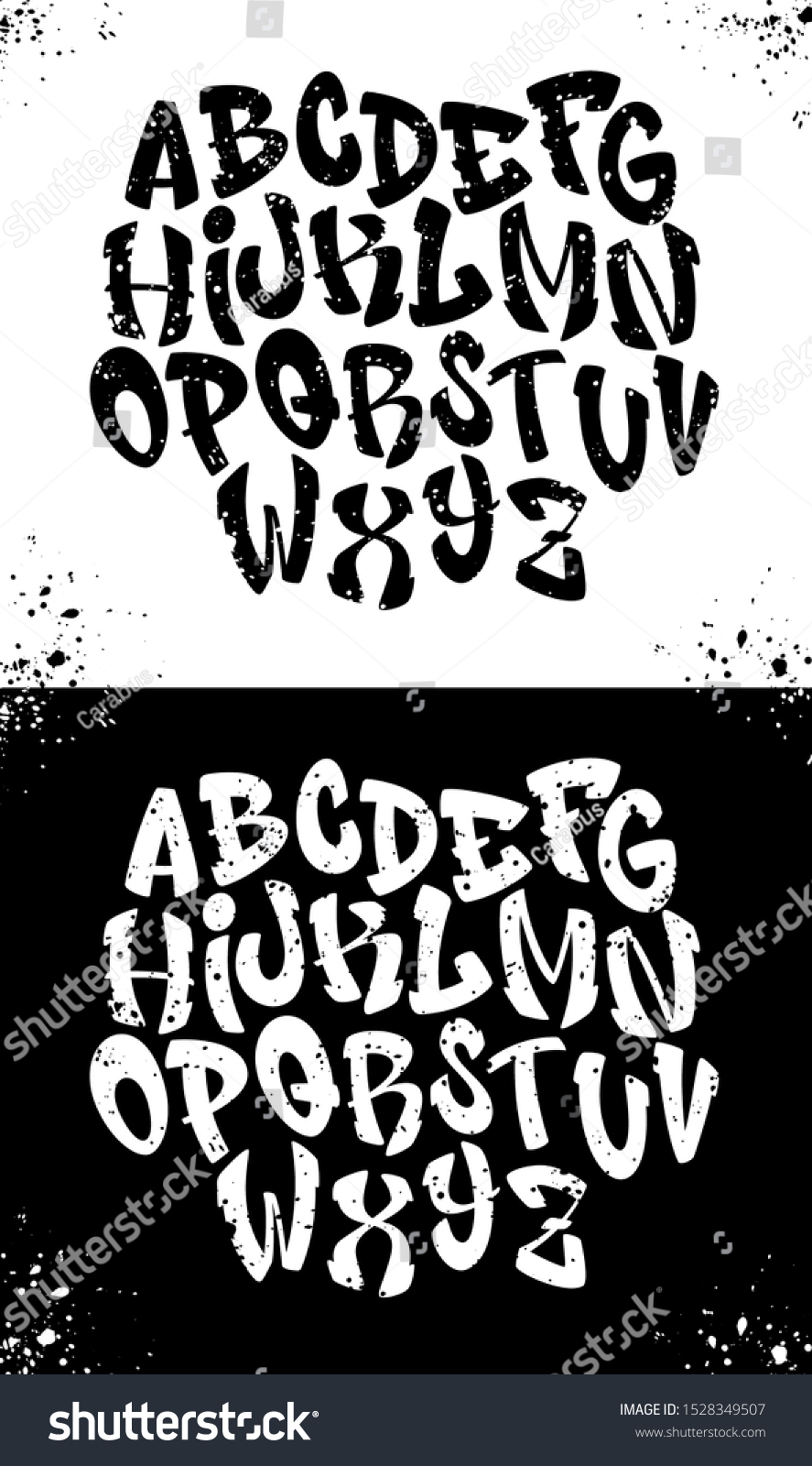 Handwritten Graffiti Font Alphabet Alphabet On เวกเตอร์สต็อก ปลอดค่า