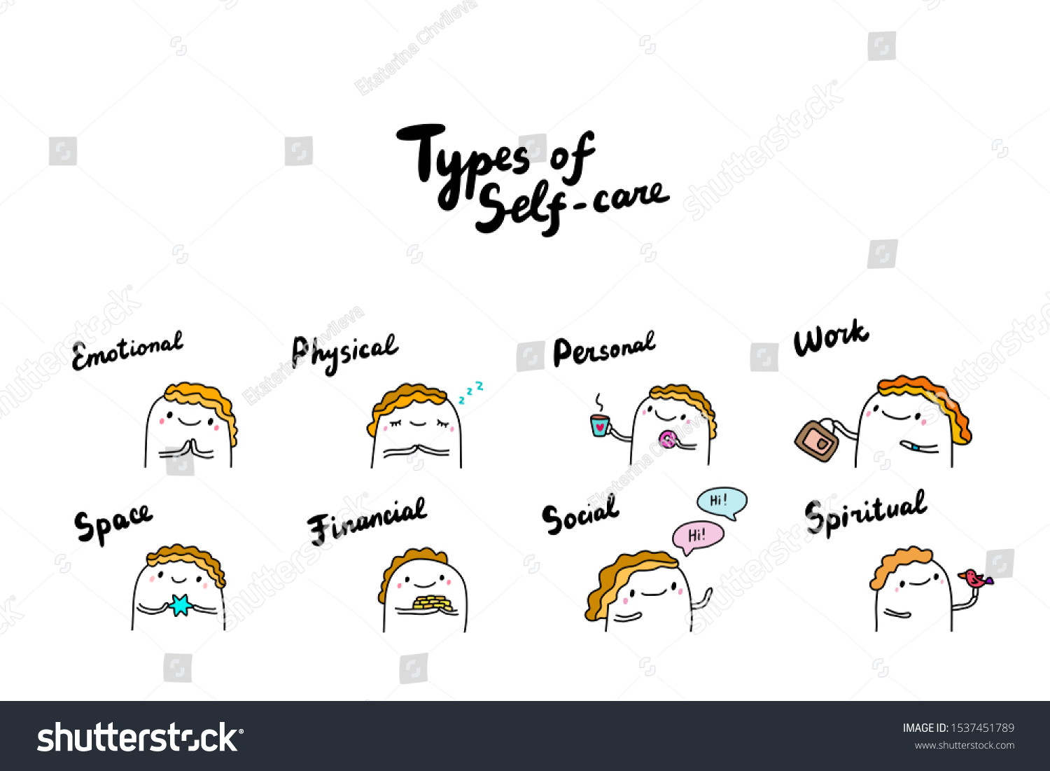 Types Self Care Hand Drawn Vector Stock Vector (Royalty Free ... Types Self Care Hand Drawn Vector Stock Vector (Royalty Free ...