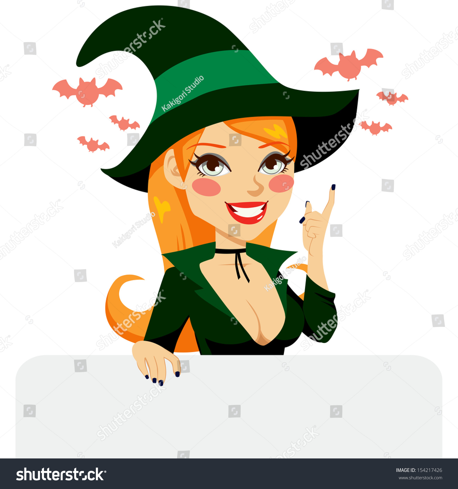 Sexy Red Haired Green Halloween Witch Stock Vector Royalty Free