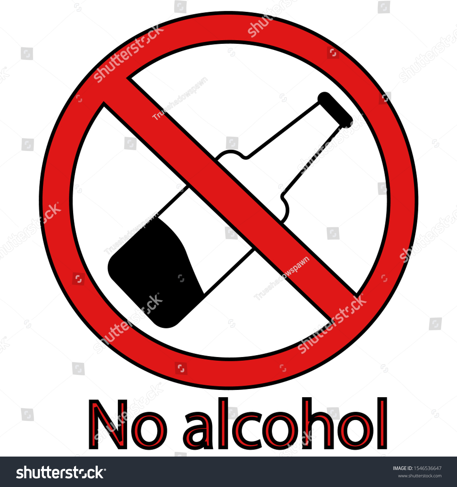 Alcohol Prohibition Sign Crossed Out Bottle Stock Vector Royalty Free 1546536647 Shutterstock