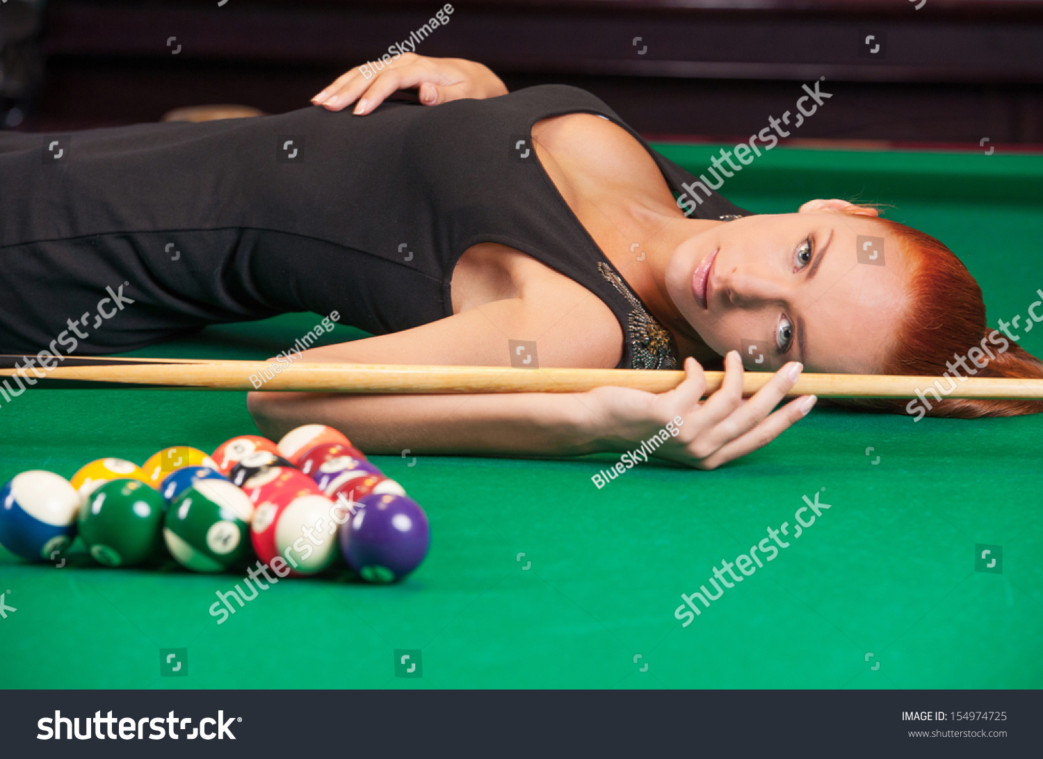 Sexy Pool Player Beautiful Young Female Foto Stok 154974725 Shutterstock