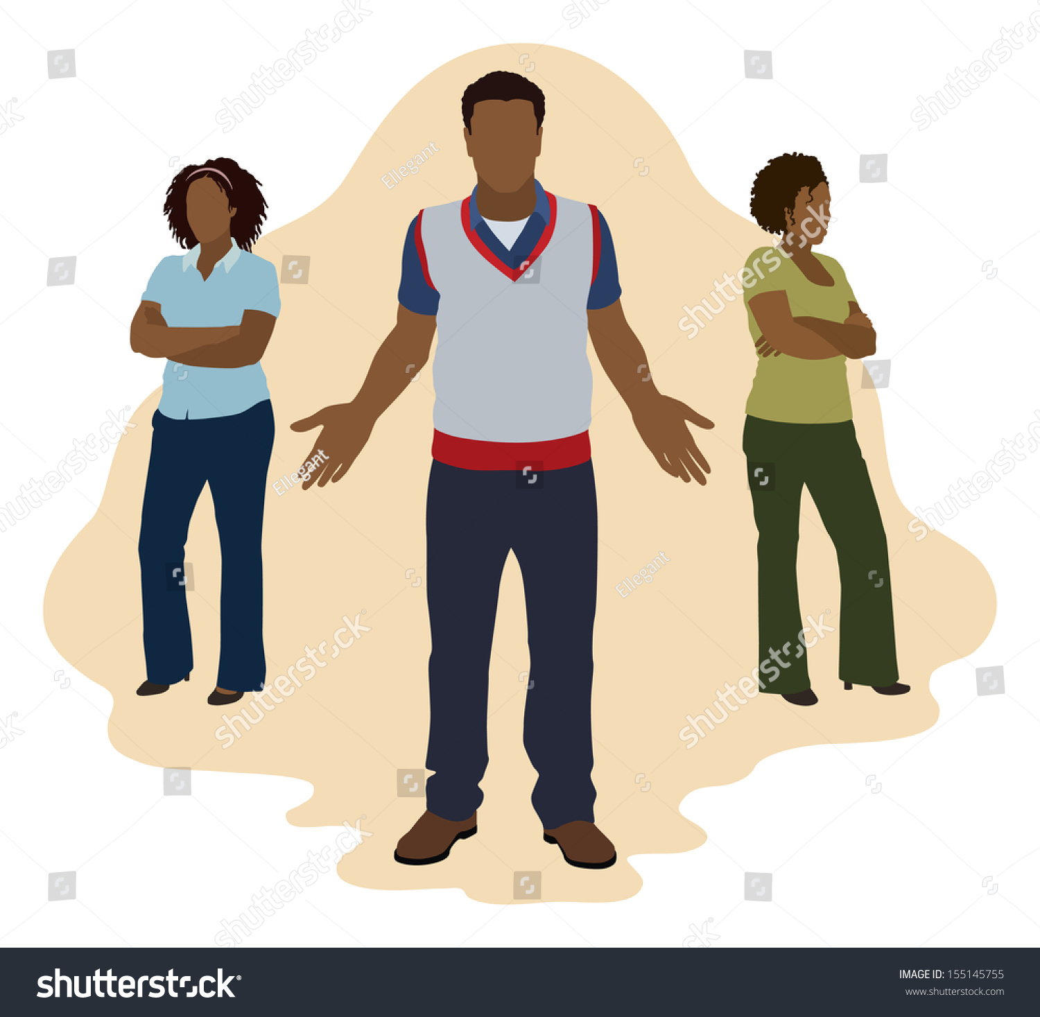 Vektor Stok Black Man Choosing Between Two Women (Tanpa Royalti ... Vektor Stok Black Man Choosing Between Two Women (Tanpa Royalti ...