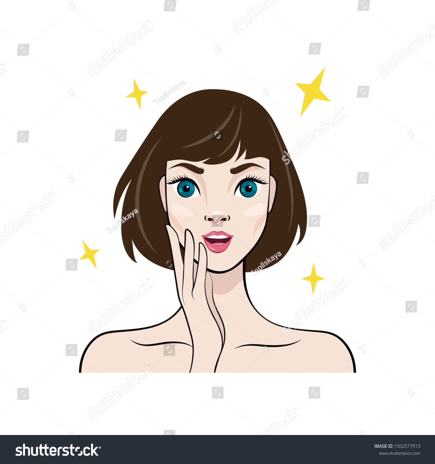 Happy Girl Fresh Skin Isolated Image Stock Vector Royalty Free