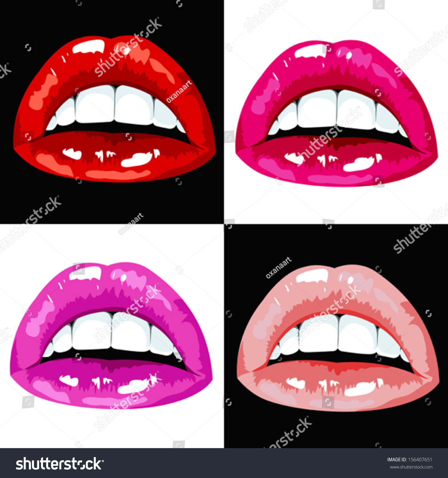 Sexy Lips Set Vector Illustration Can Stock Vector Royalty Free
