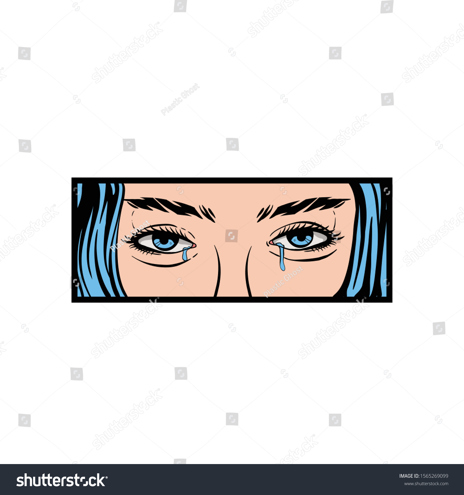 Sad Girl Crying Pop Art Vector Stock Vector Royalty Free 1565269099 Shutterstock