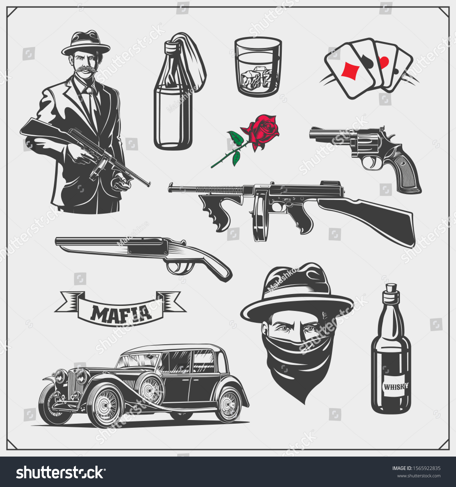 Set Gangsters Mafia Emblems Labels Design Stock Vector (Royalty Free ... Set Gangsters Mafia Emblems Labels Design Stock Vector (Royalty Free ...