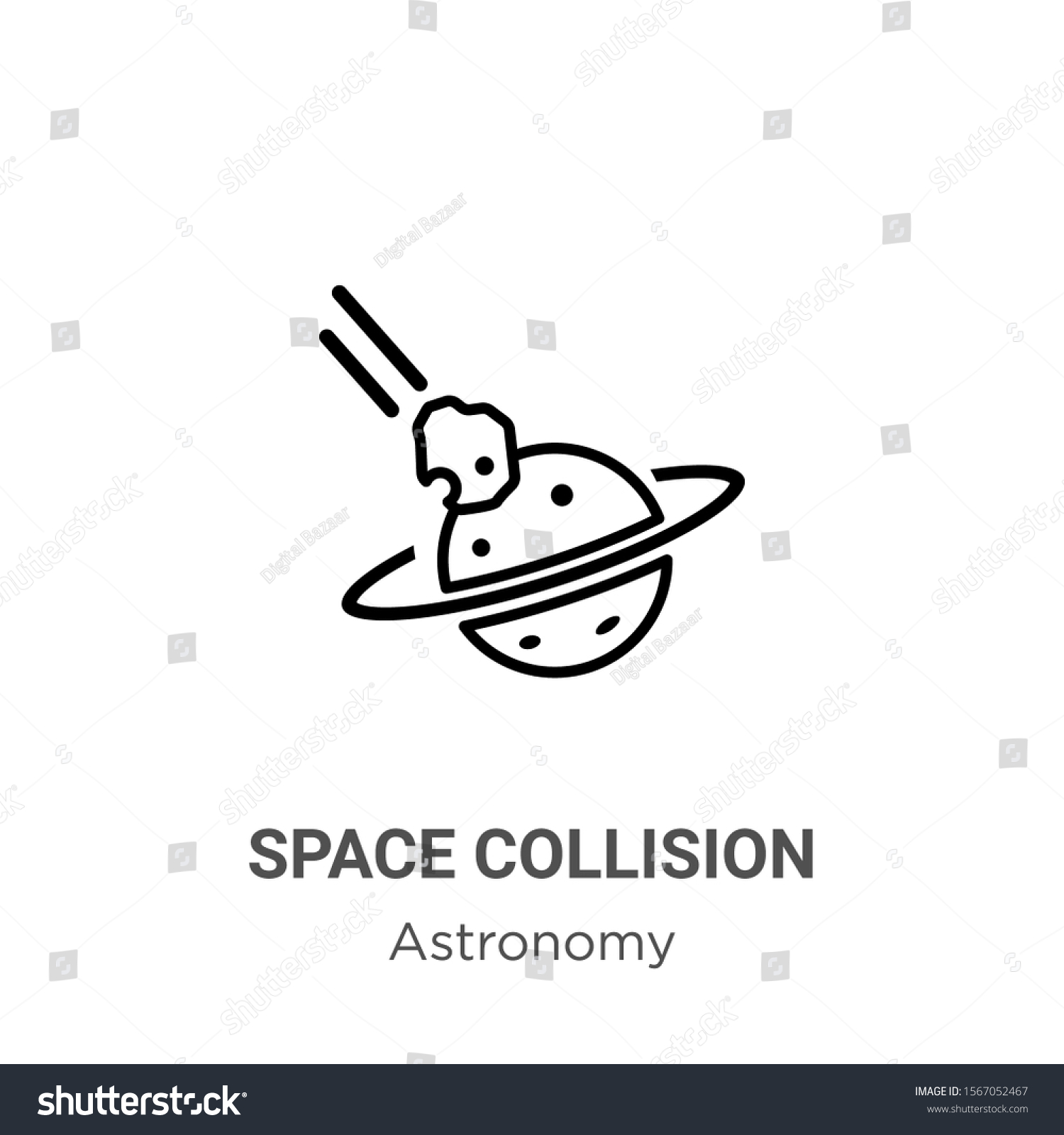 Space Collision Outline Vector Icon Thin Stock Vector Royalty Free 1567052467 Shutterstock