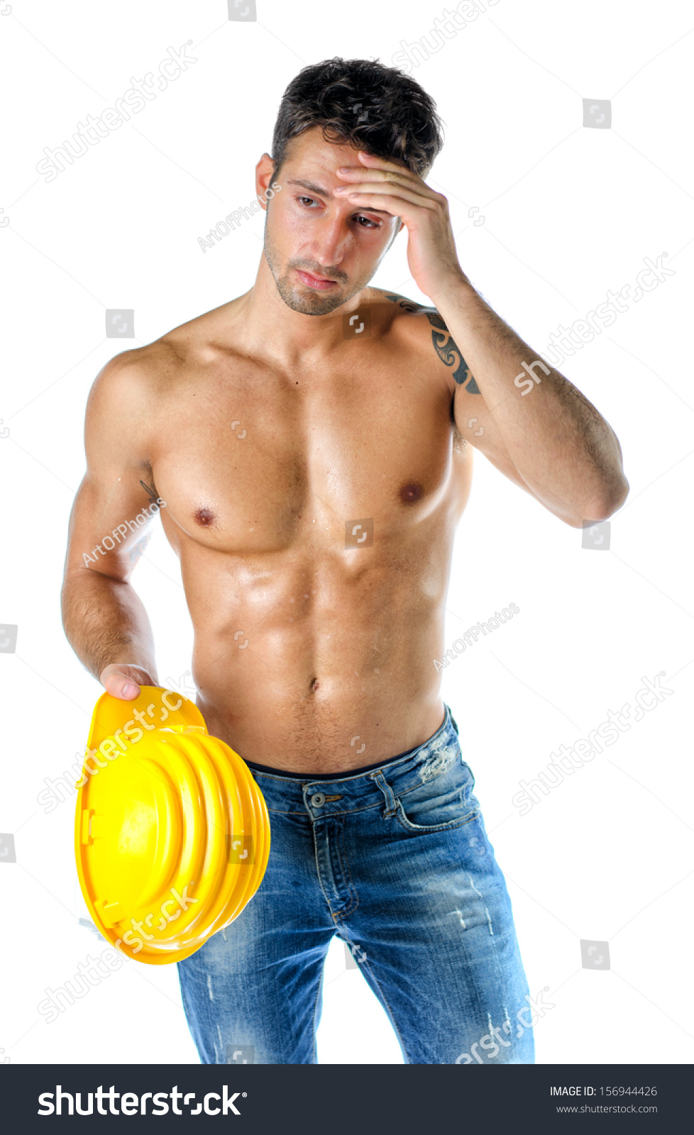 Стоковая фотография 156944426 Handsome Muscular Construction Worker
