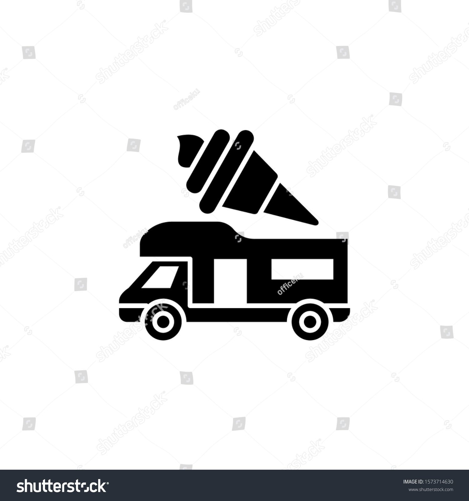 Ice Cream Truck Icon Black Flat Stock Vector Royalty Free 1573714630
