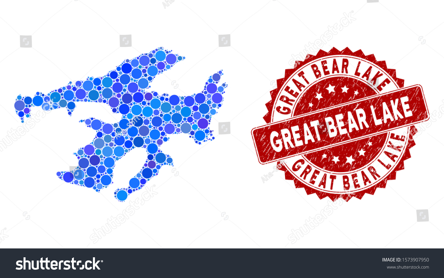 Mosaic Great Bear Lake Map Circle Stock Vector Royalty Free 1573907950 Shutterstock