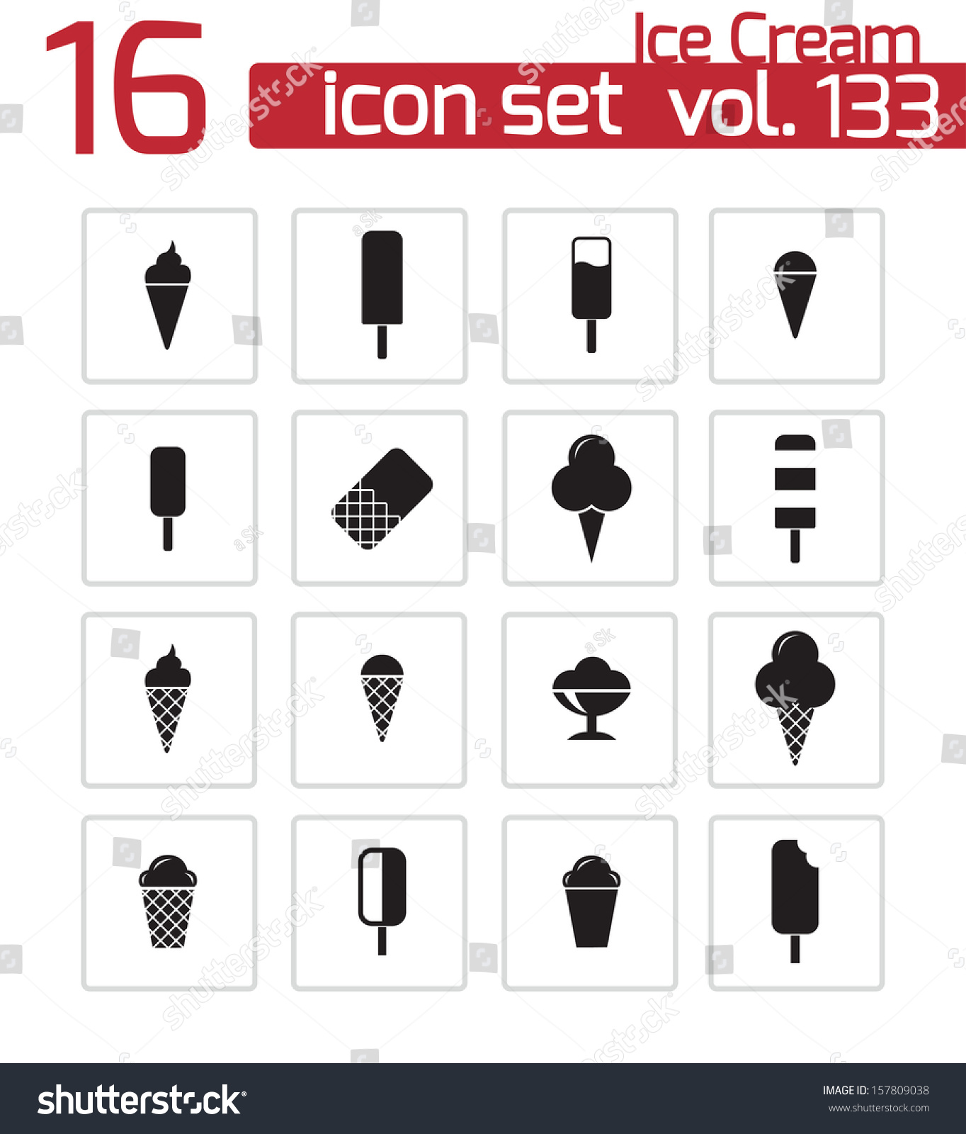 Vector Black Ice Cream Icons Set Stock Vector Royalty Free 157809038