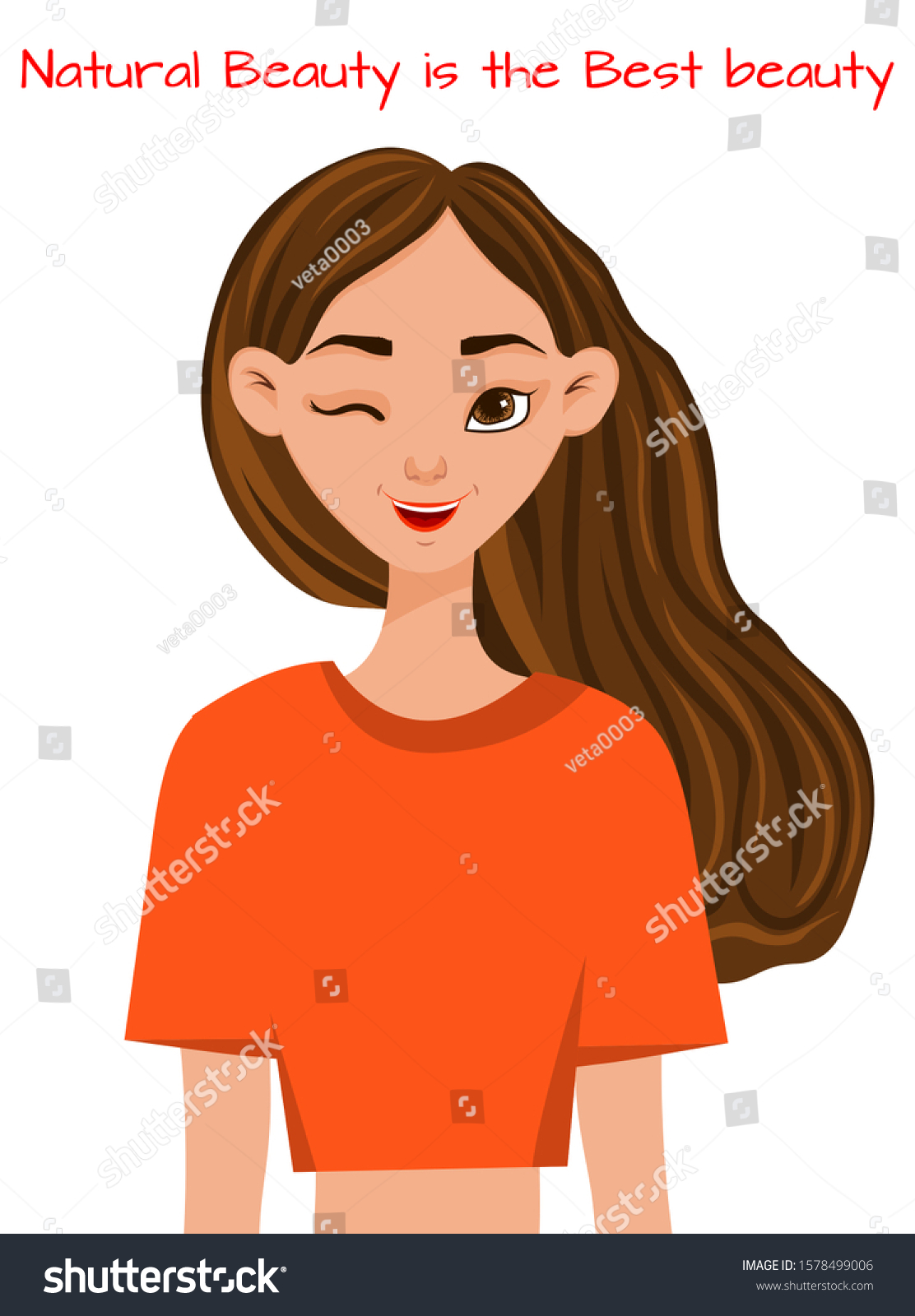 Portrait Beautiful Girl Makeup Cartoon Style Vector De Stock Libre De
