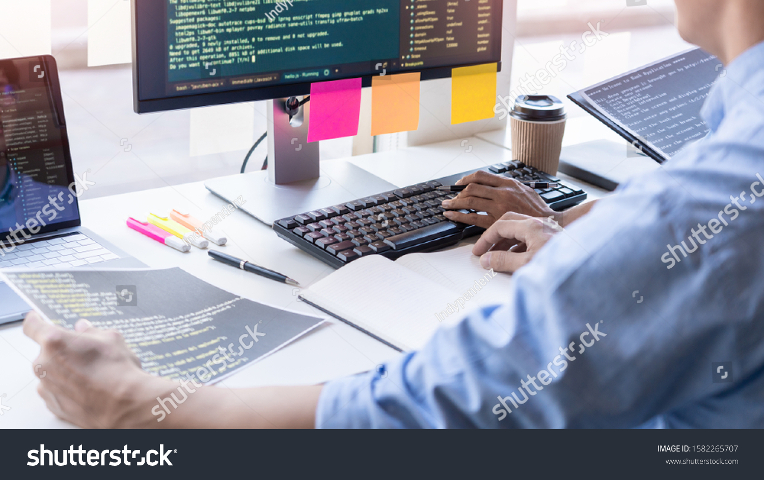 Pensive Programmer Working On On Desktop Stock Photo 1582265707 ... Pensive Programmer Working On On Desktop Stock Photo 1582265707 ...