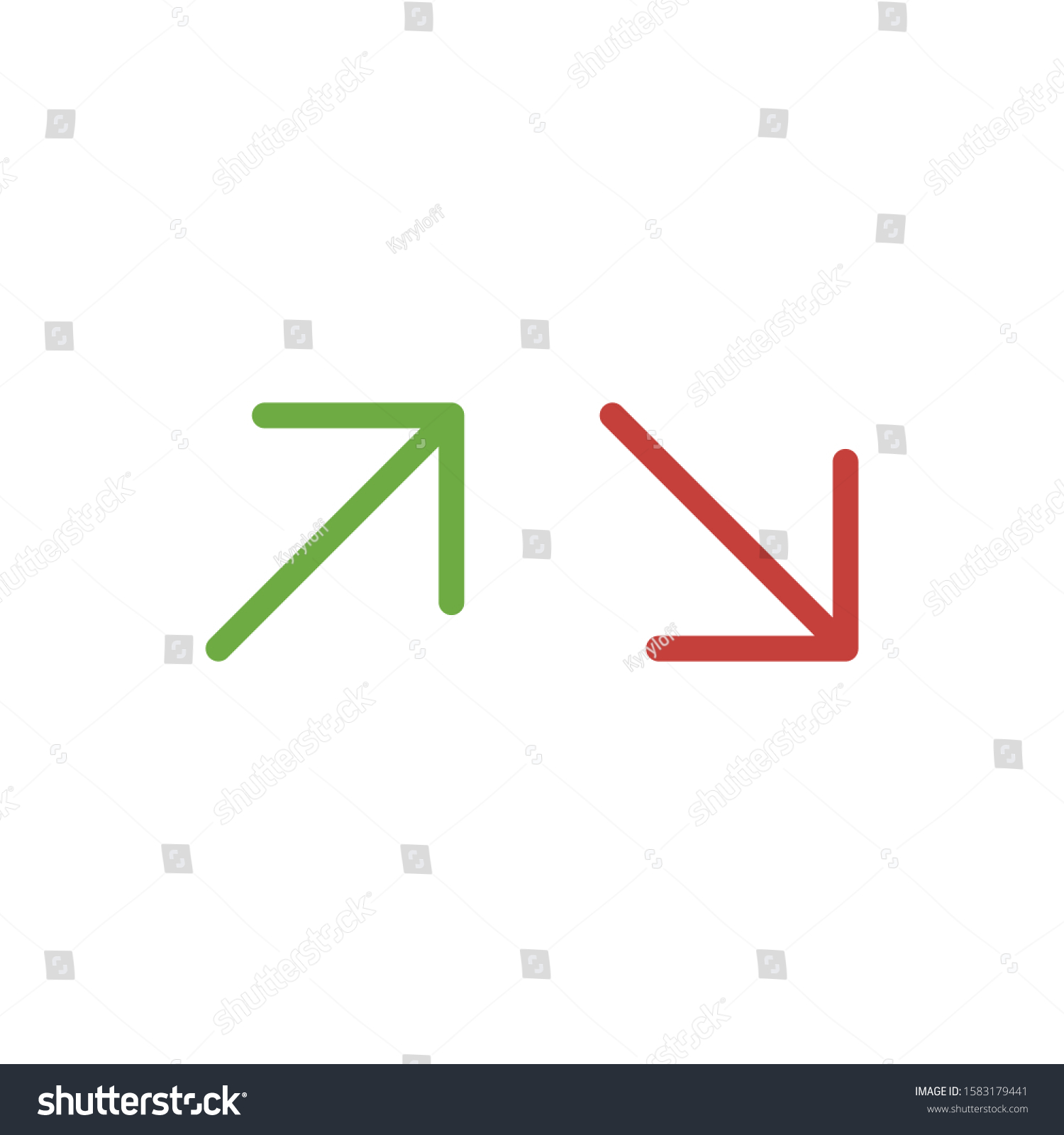 Down Red Green Arrow Growth Decrease Stock Vector (Royalty Free ...