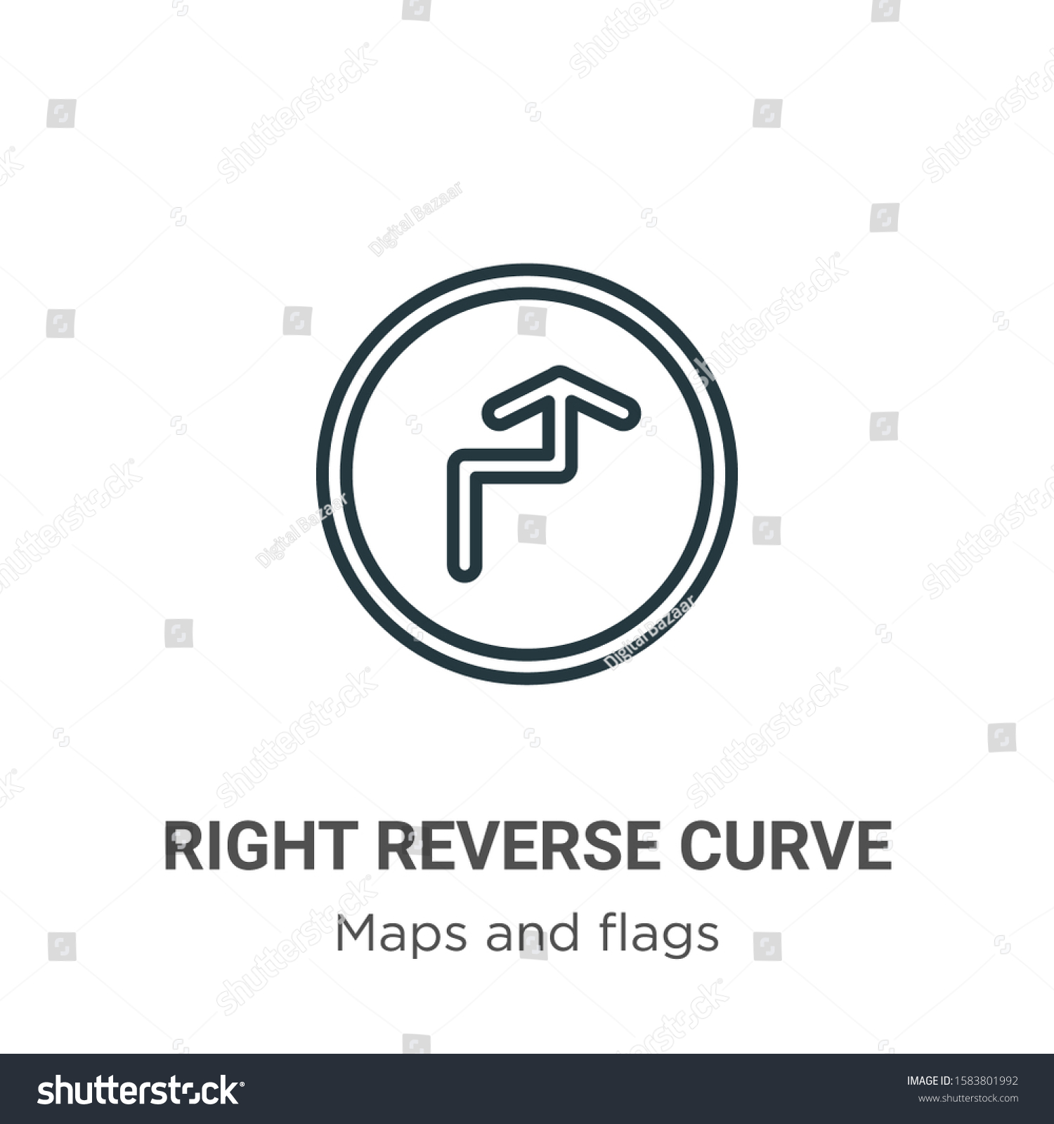 Right Reverse Curve Outline Vector Icon Stock Vector (Royalty Free ... Right Reverse Curve Outline Vector Icon Stock Vector (Royalty Free ...