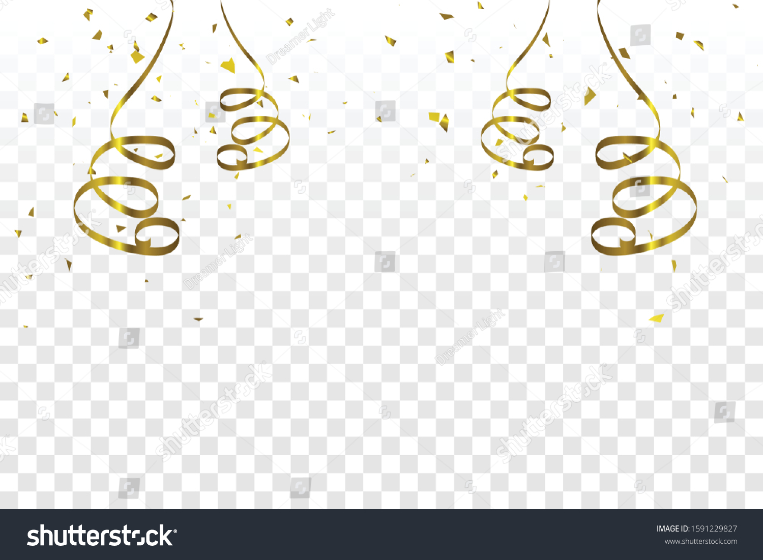 Golden Tiny Confetti Streamer Ribbon Falling Stock Vector (Royalty Free) 1591229827 | Shutterstock