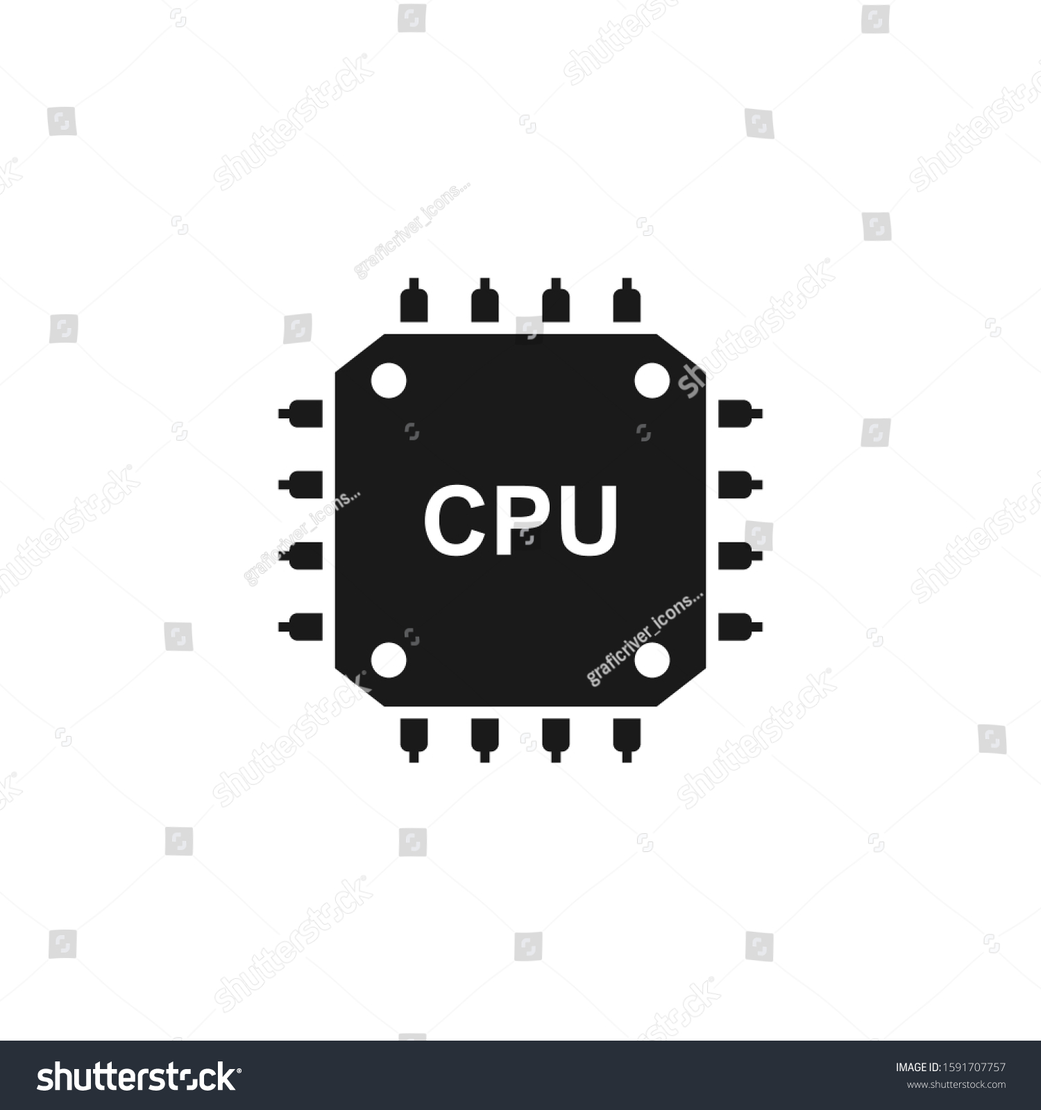 Microchip Line Icon Cpu Central Processing Stock Vector Royalty Free 9669