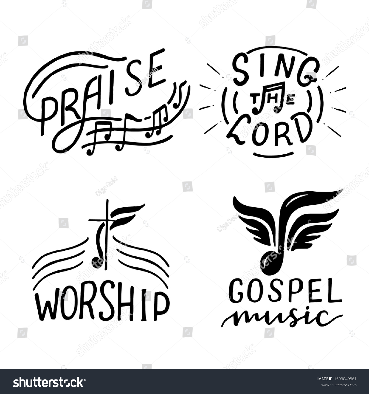 Set 4 Hand Lettering Logo Sing Stock Vector (Royalty Free) 1593049861 ... Set 4 Hand Lettering Logo Sing Stock Vector (Royalty Free) 1593049861 ...