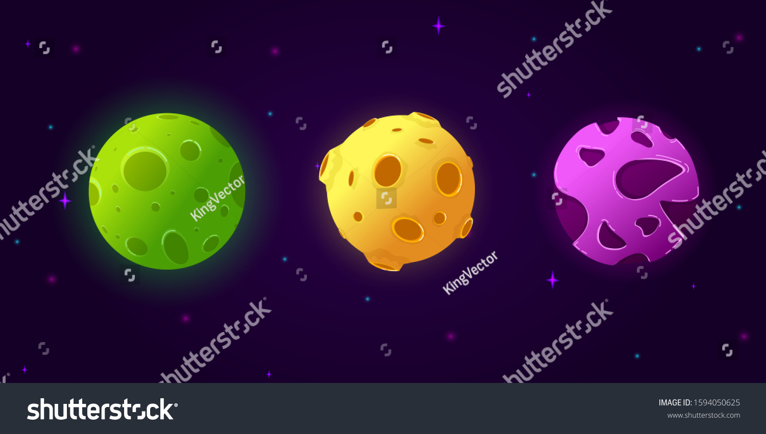 Set Cartoon Planets Colorful Set Isolated Stock Vector (Royalty Free ...