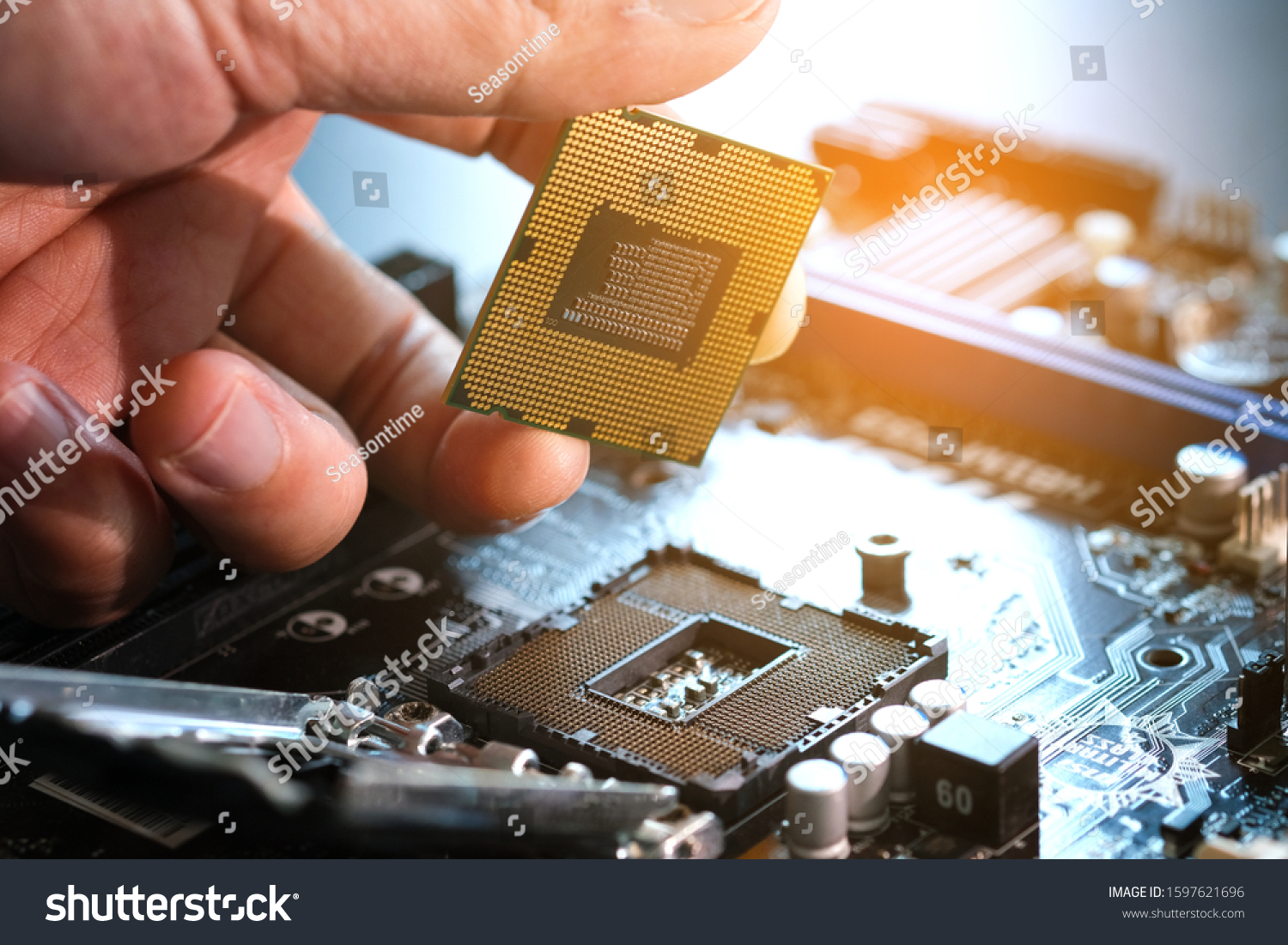 Hand Computer Engineering Brings Computer Cpu Stock Photo 1597621696 ...