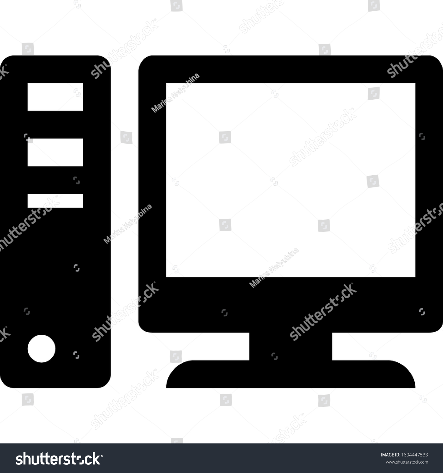 Icon Shows Monitor Computer System Unit Stock Vector (Royalty Free ...