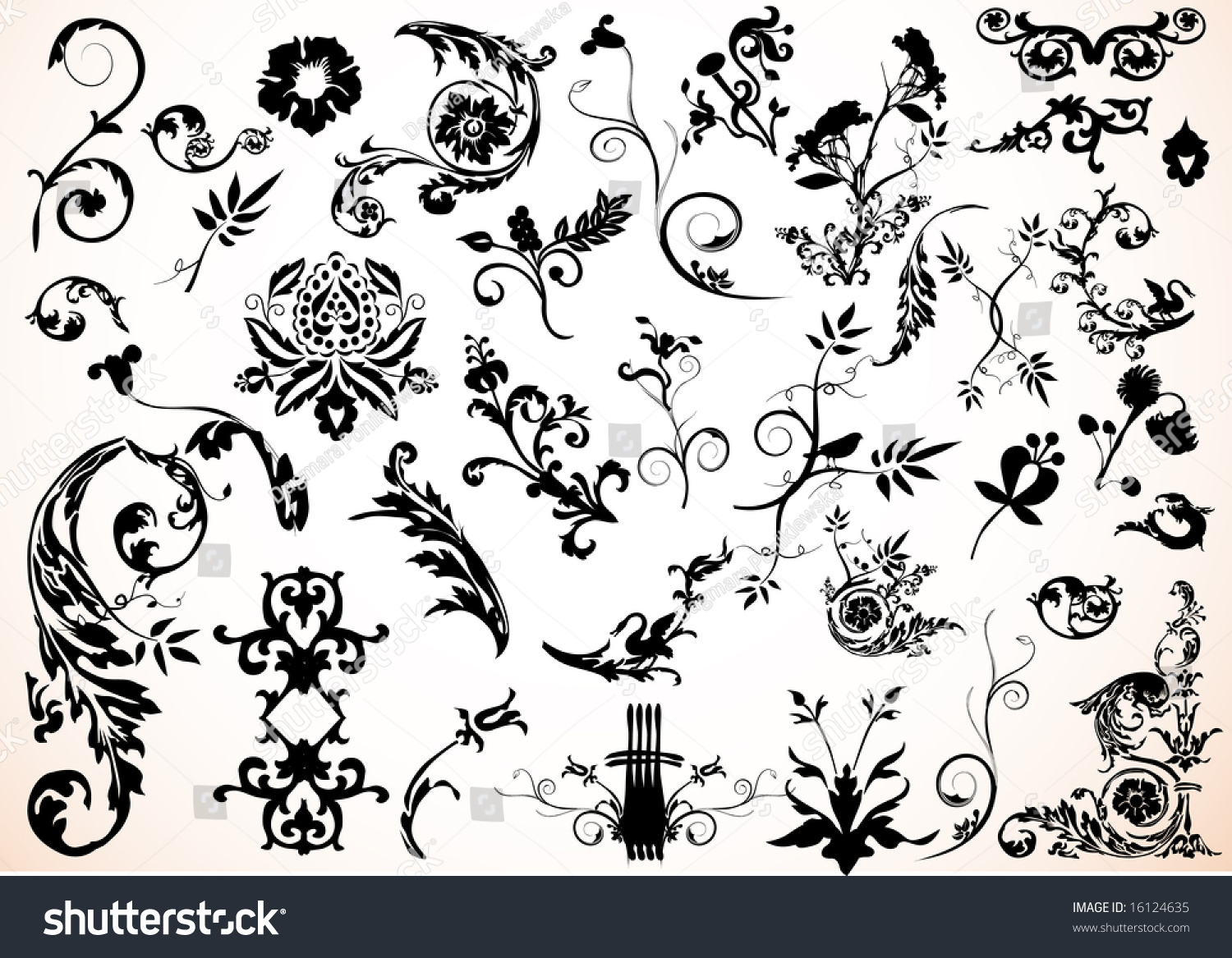Floral Frame Elements Vector Stock Vector (Royalty Free) 16124635 ...