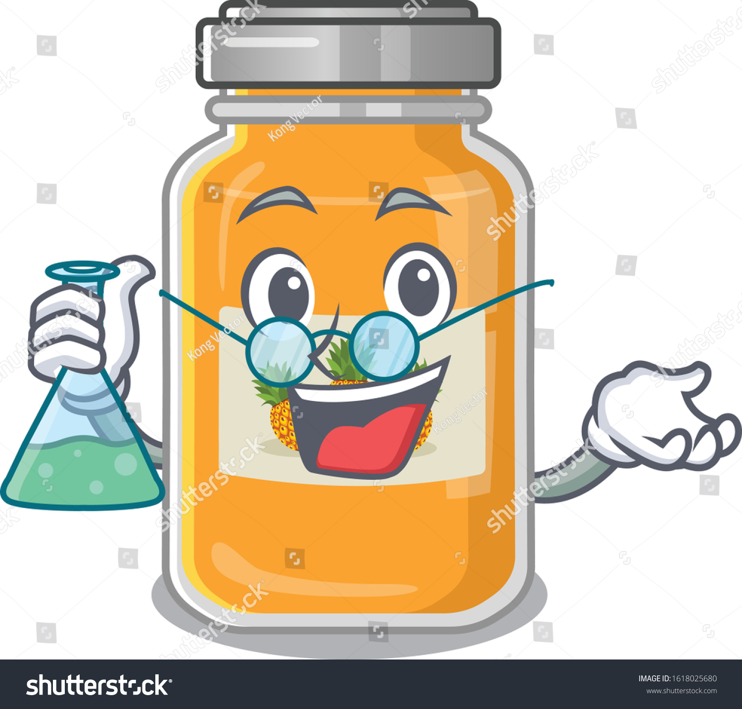 Smart Professor Pineapple Jam Cartoon Character Stock Vector Royalty Free 1618025680