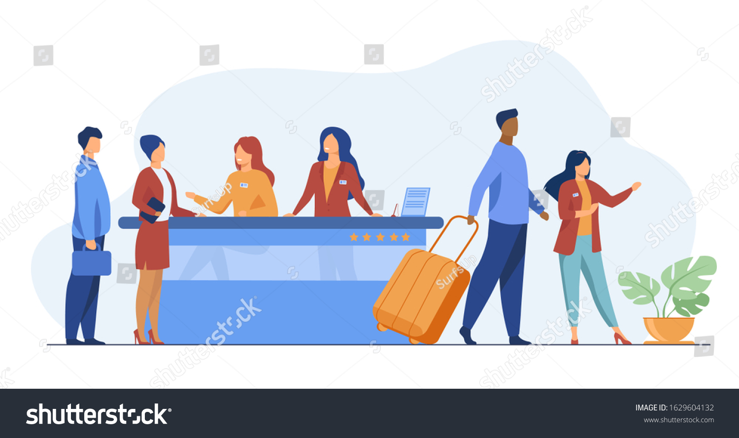 Friendly Receptionists Hotel Registration Desk Help Stock Vector ... Friendly Receptionists Hotel Registration Desk Help Stock Vector ...