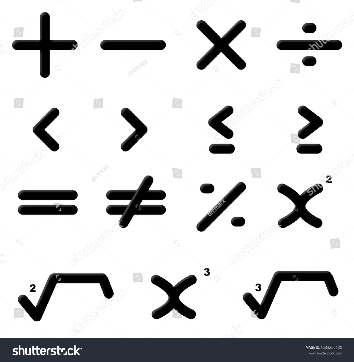 Set 16 3d Rendered Mathematics Symbols Stock Illustration 1633260130