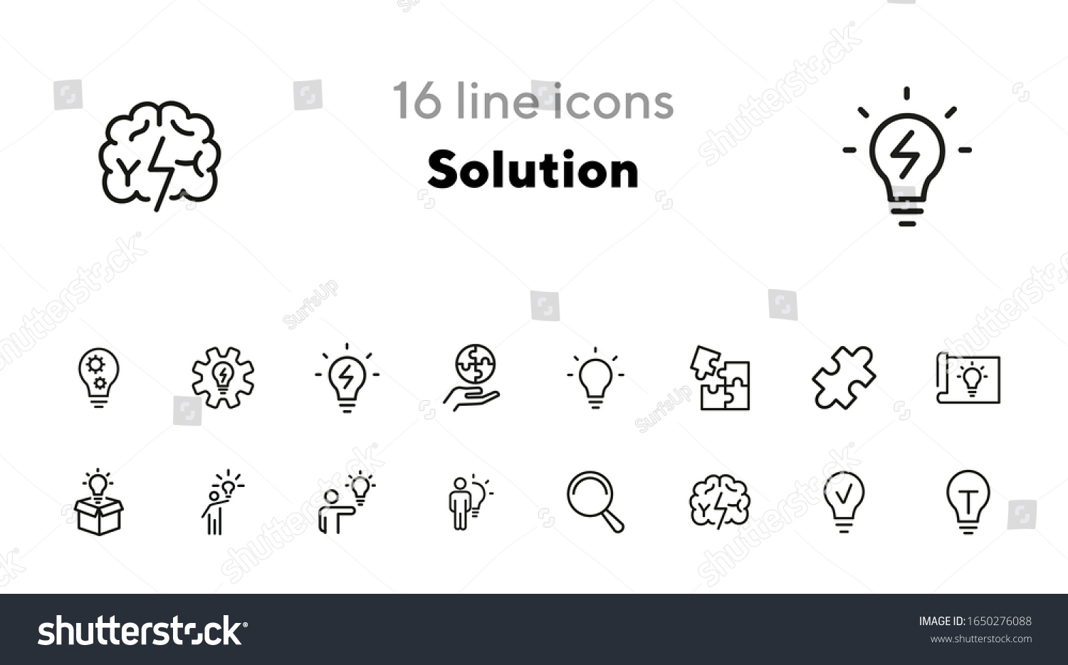 Solution Line Icon Set Bulb Puzzle Stock Vector (Royalty Free ... Solution Line Icon Set Bulb Puzzle Stock Vector (Royalty Free ...